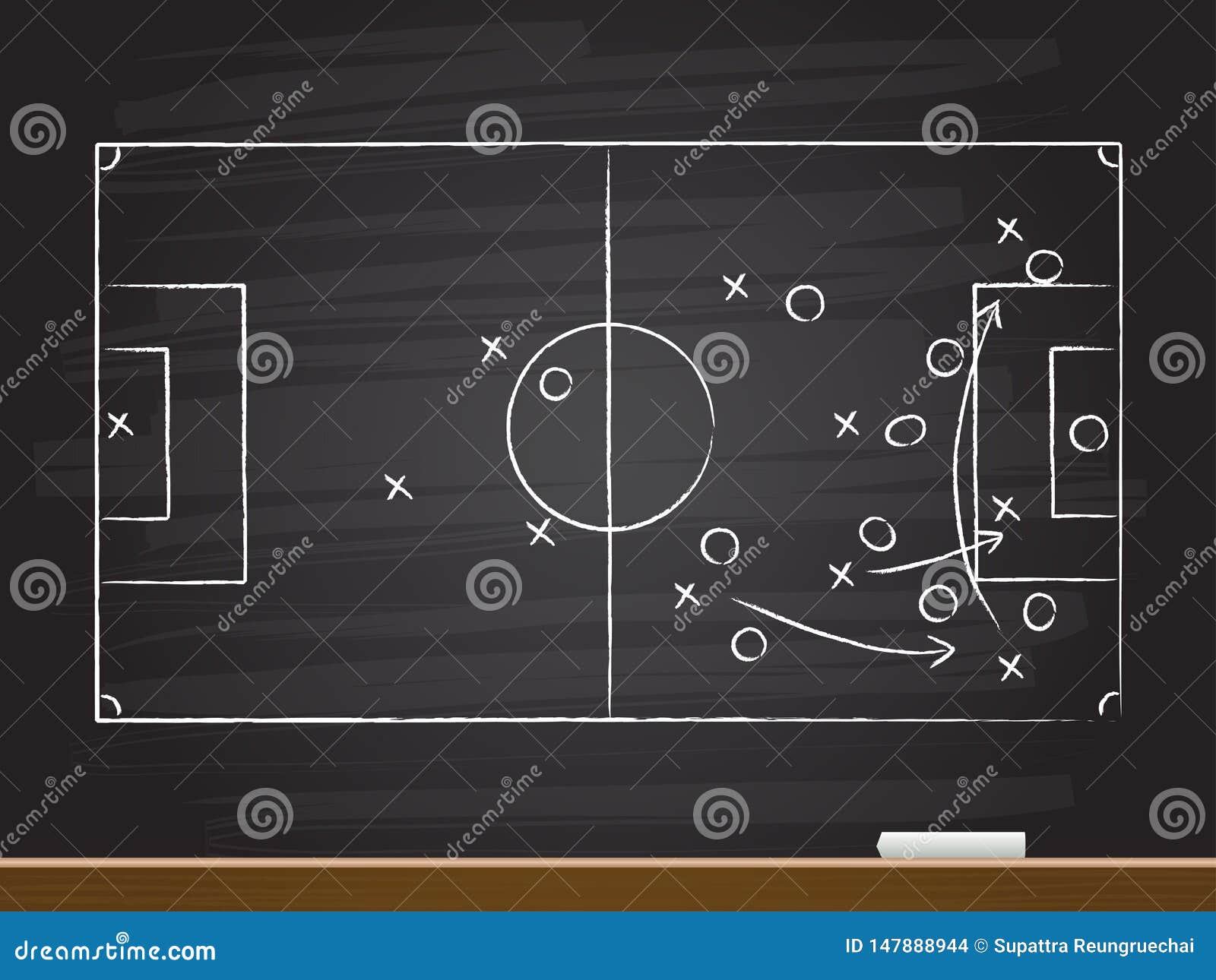 Chalk Hand Drawing with Soccer Game Strategy. Stock Vector ...