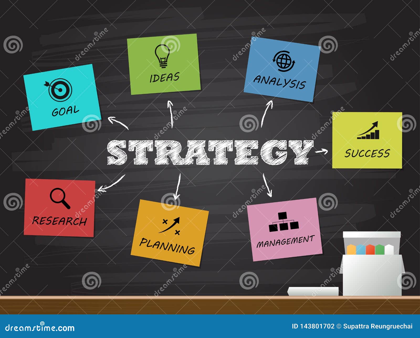 Chalk Hand Drawing with Strategy Chart. Vector Illustration Stock ...