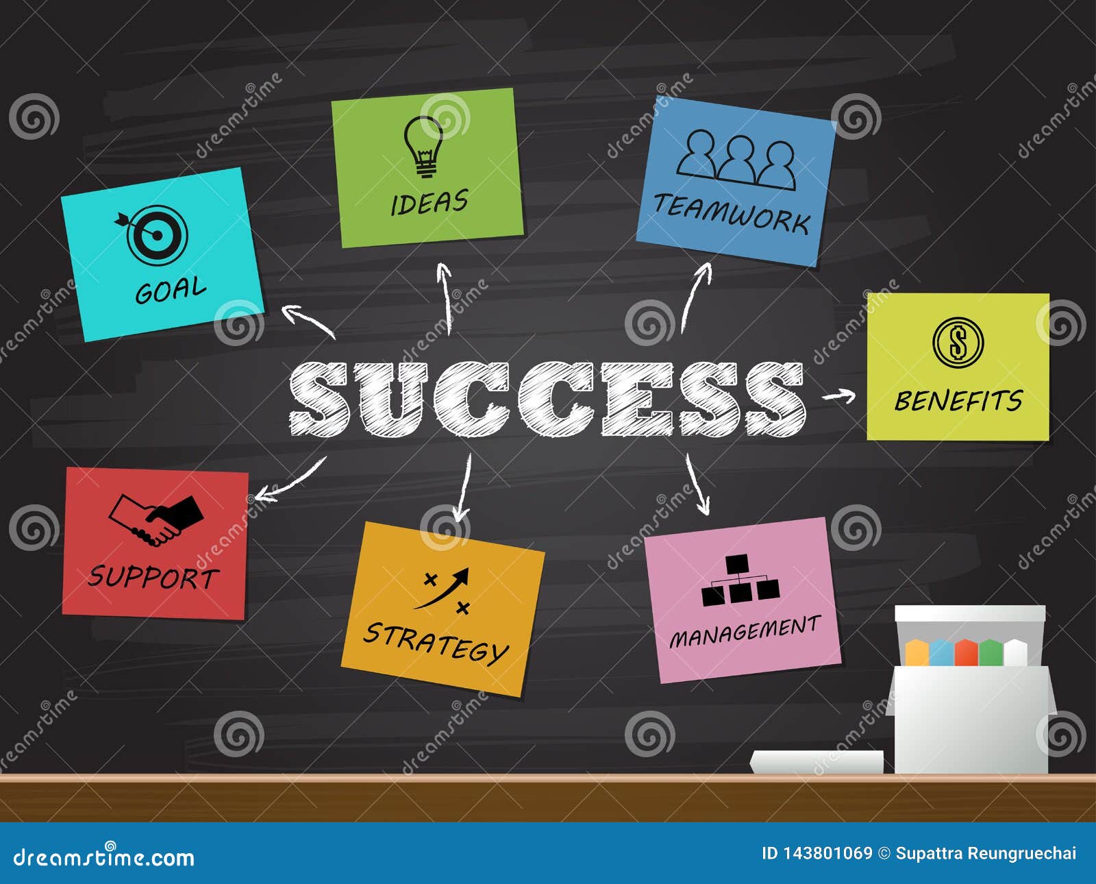 Chalk Hand Drawing with Success Chart. Vector Illustration Stock ...