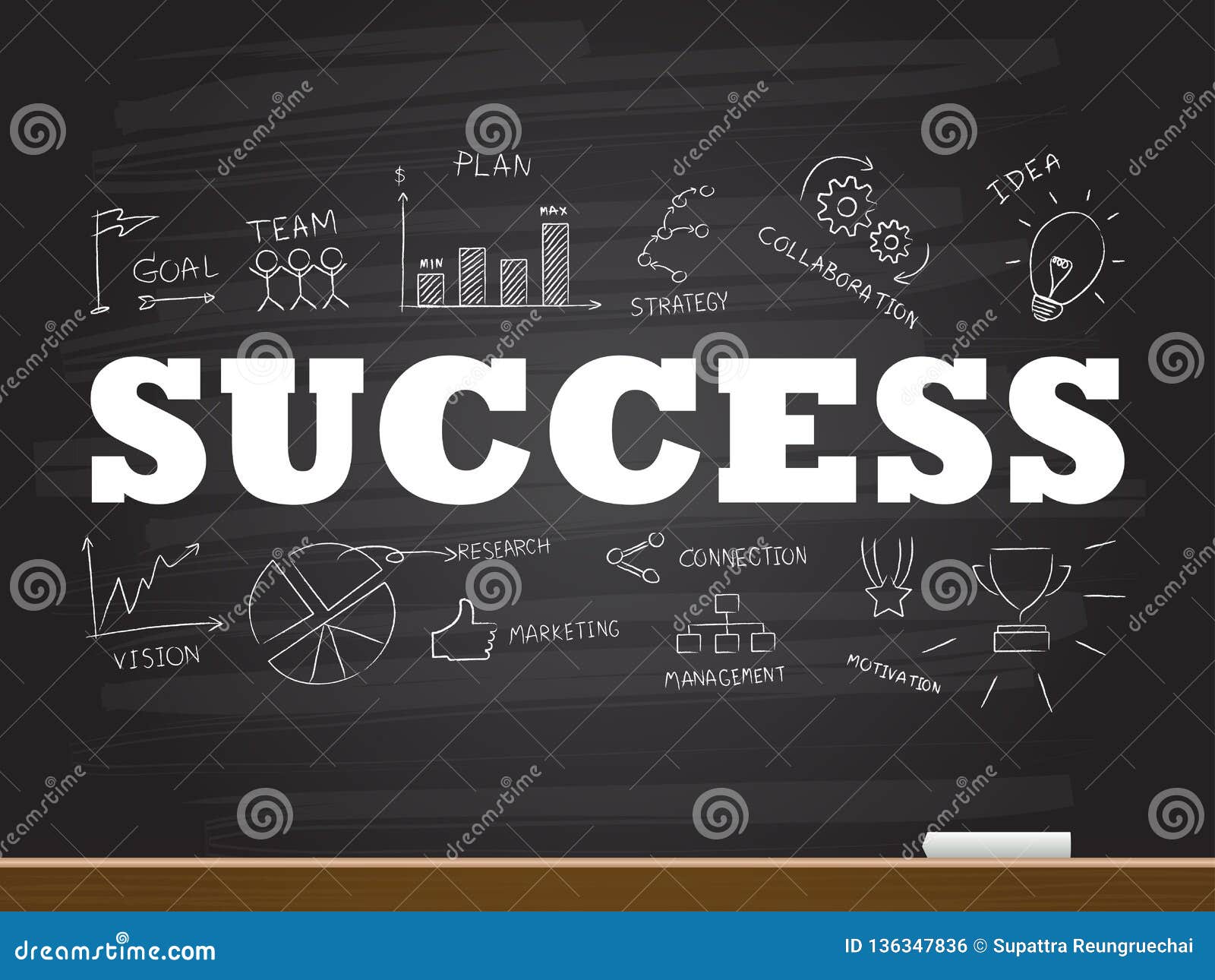 Chalk Hand Drawing with Success Word. Vector Illustration Stock Vector ...