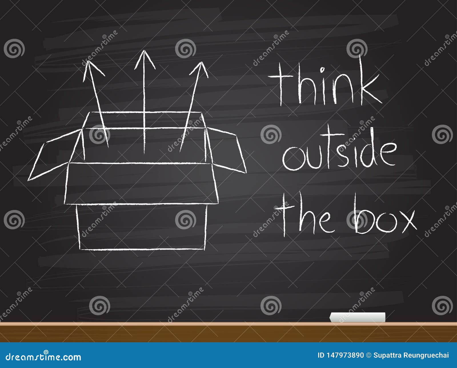 Chalk Hand Drawing with Think Outside the Box. Stock Vector ...