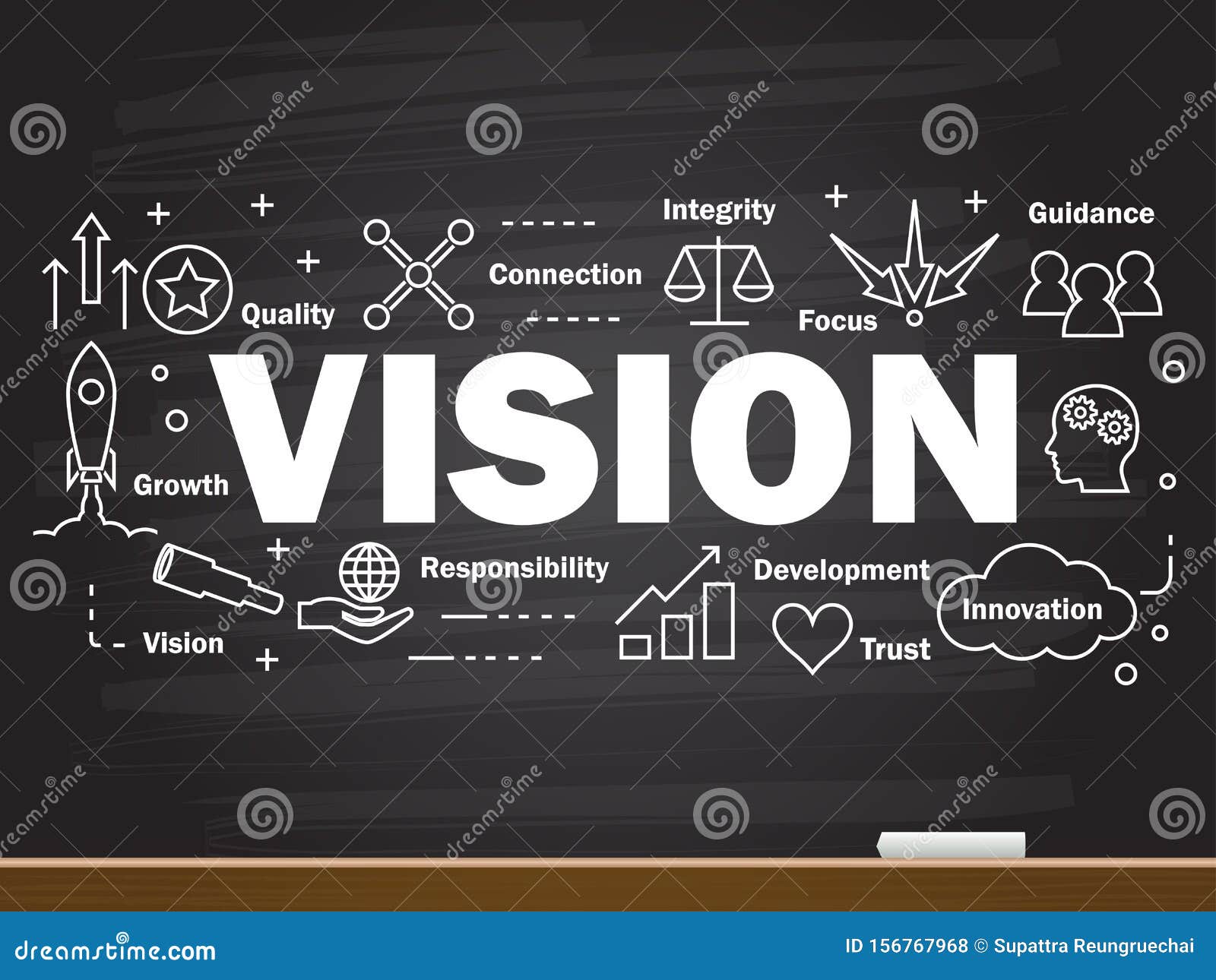 Chalkboard Hand Drawing with Vision Concept. Stock Illustration ...