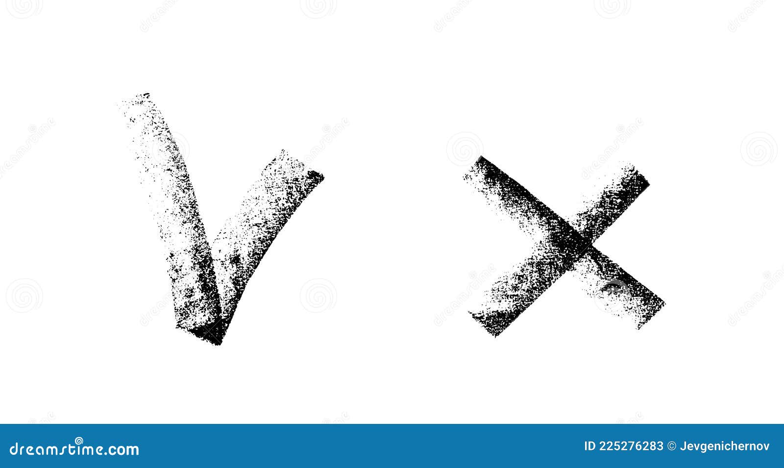 Chalk Hand Drawn Tick and Cross Stock Vector - Illustration of green ...