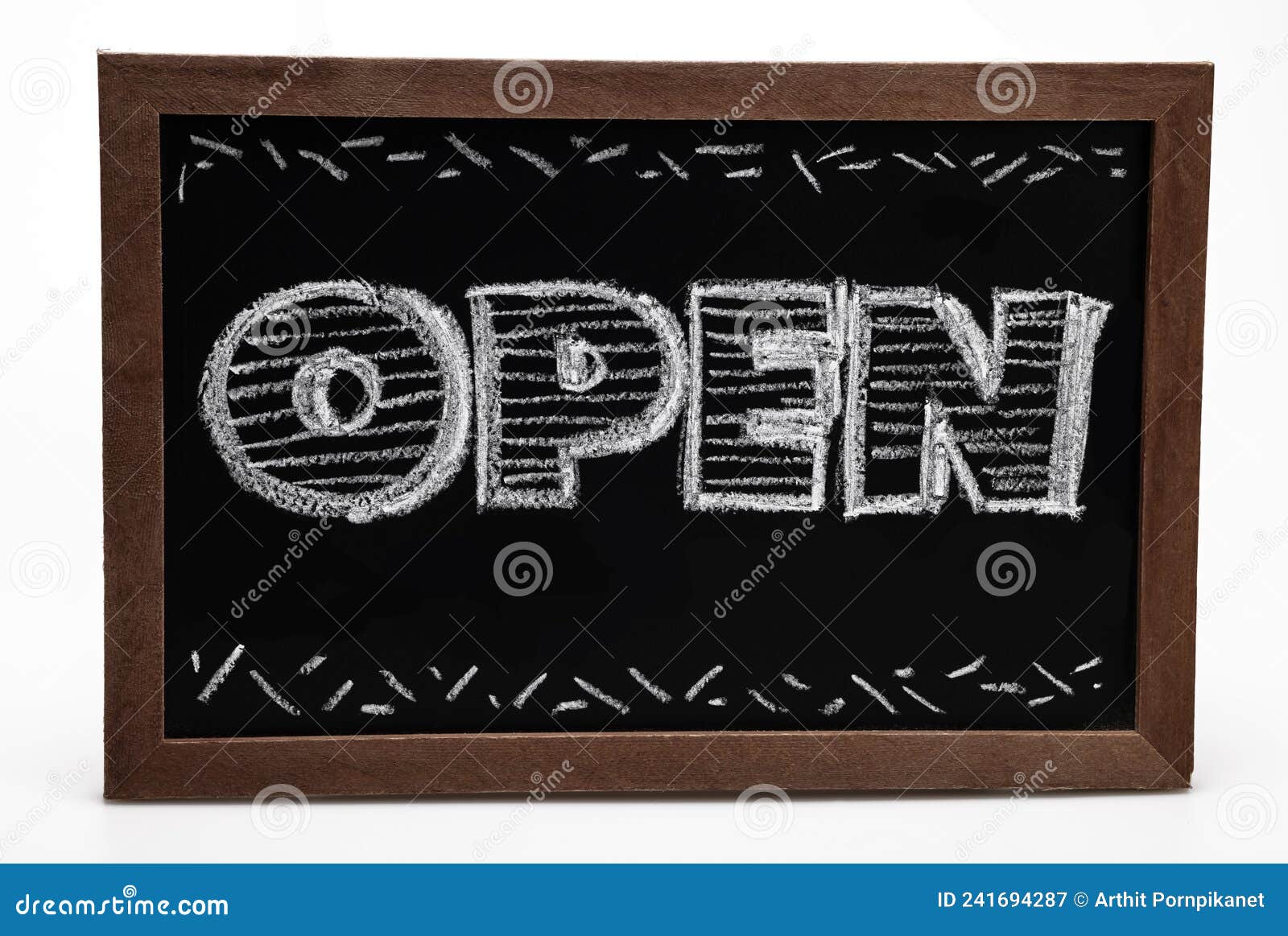 Chalk Handwriting , "open" Words Drawing on Chalkboard Frame , Can Be ...