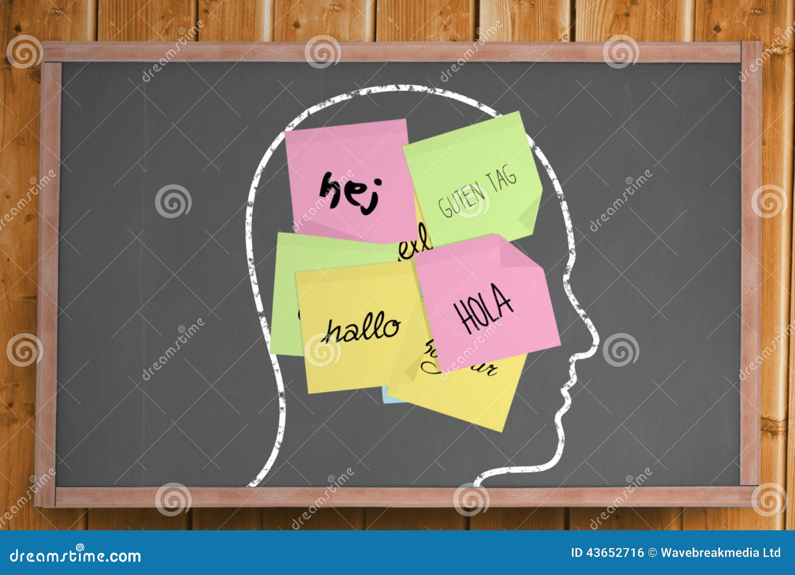 Chalk Head with Hello Post it Notes Stock Illustration - Illustration ...