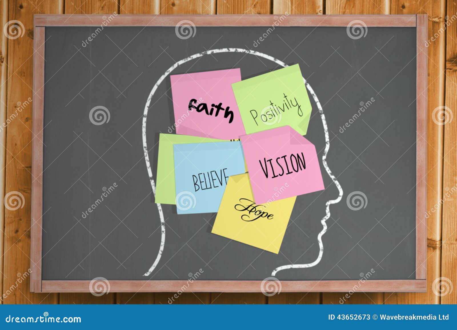 Chalk Head with Positive Post it Notes Stock Illustration ...