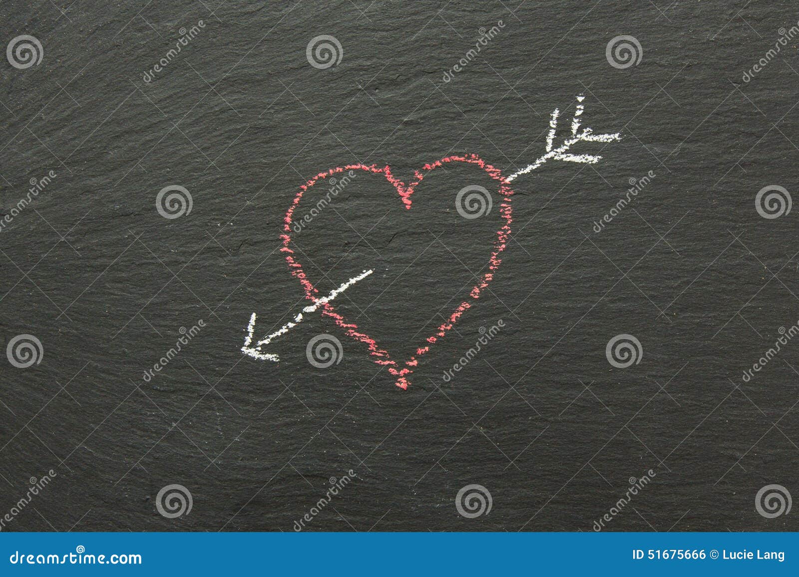Chalk Heart with Arrow Drawn on a Chalk Board. Stock Photo - Image of ...