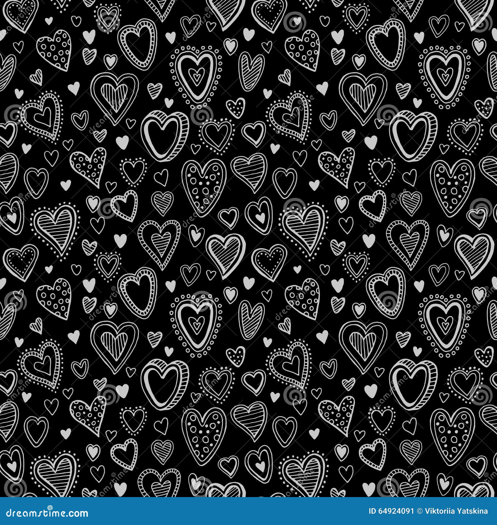Chalk Hearts Sketch Seamless Texture. Vector Stock Vector ...