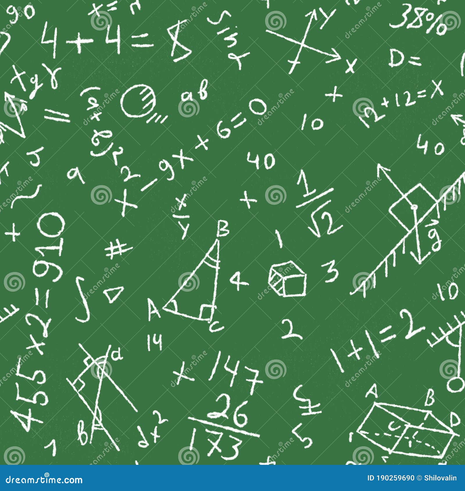 Chalk Imitation, School Green Blackboard, Mathematical Formulas Stock ...