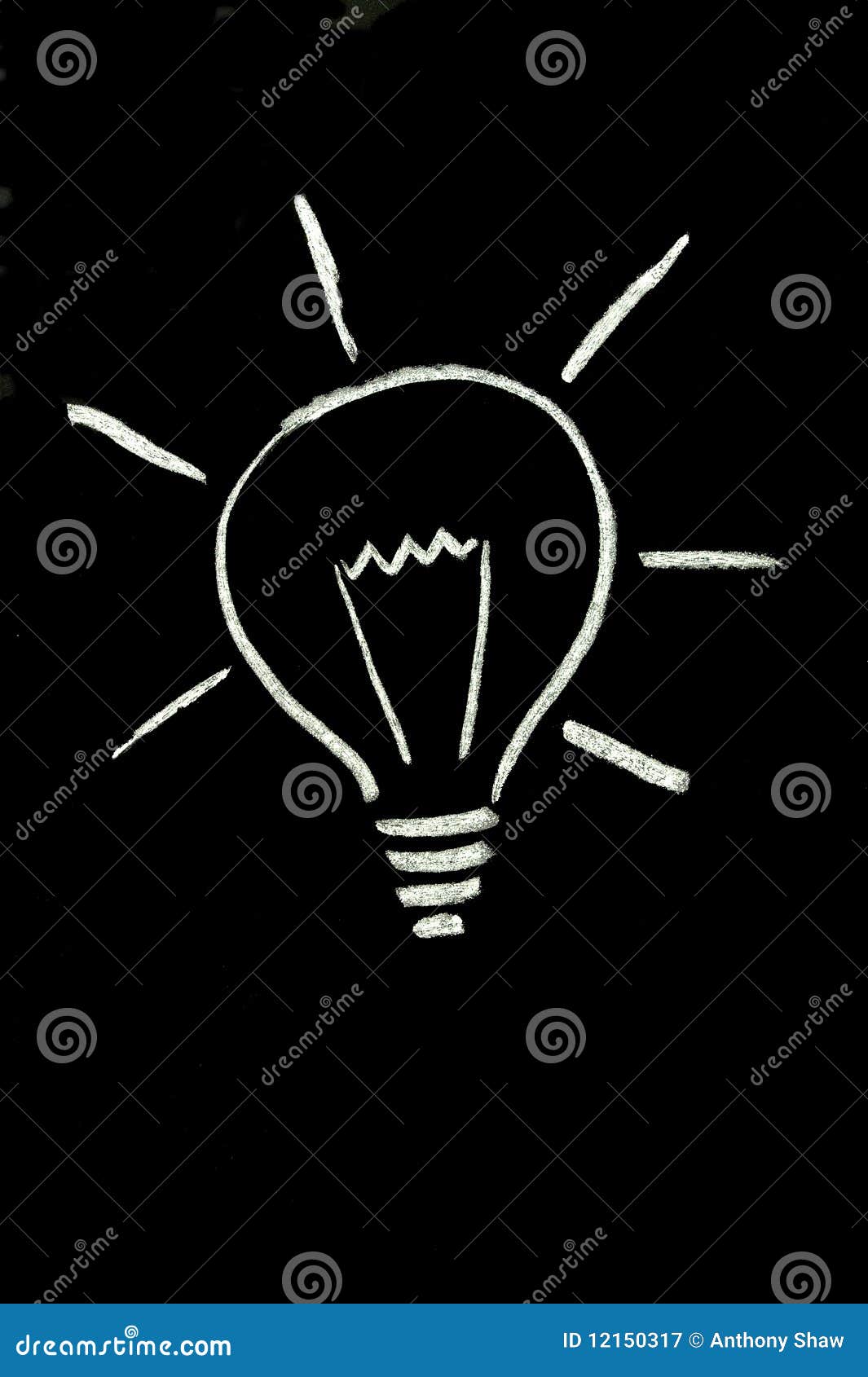 Chalk lightbulb on black stock illustration. Illustration of drawn ...