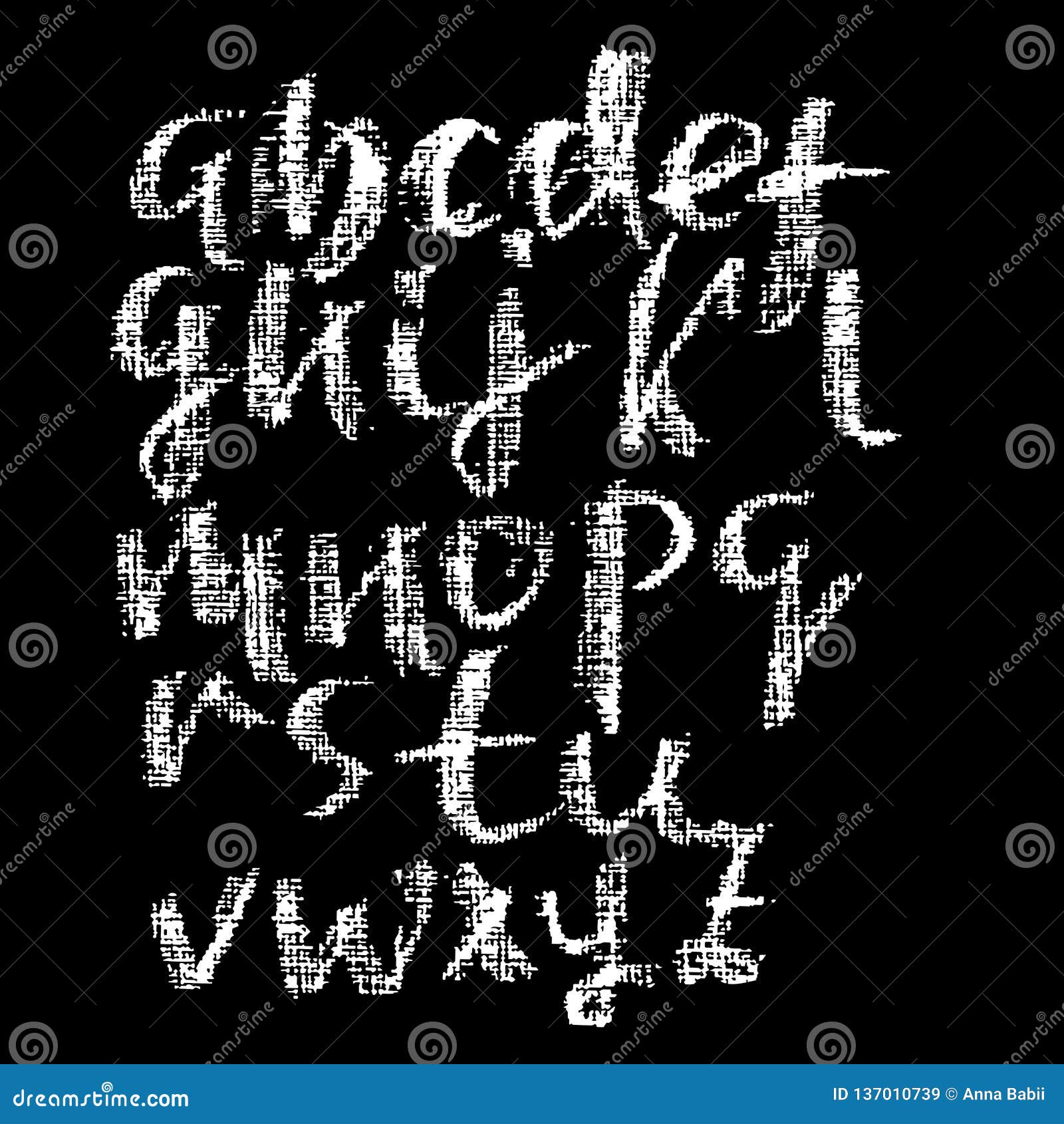 Chalk Lower Case Font. Grunge Script on Chalkboard. Vector Calligraphy ...