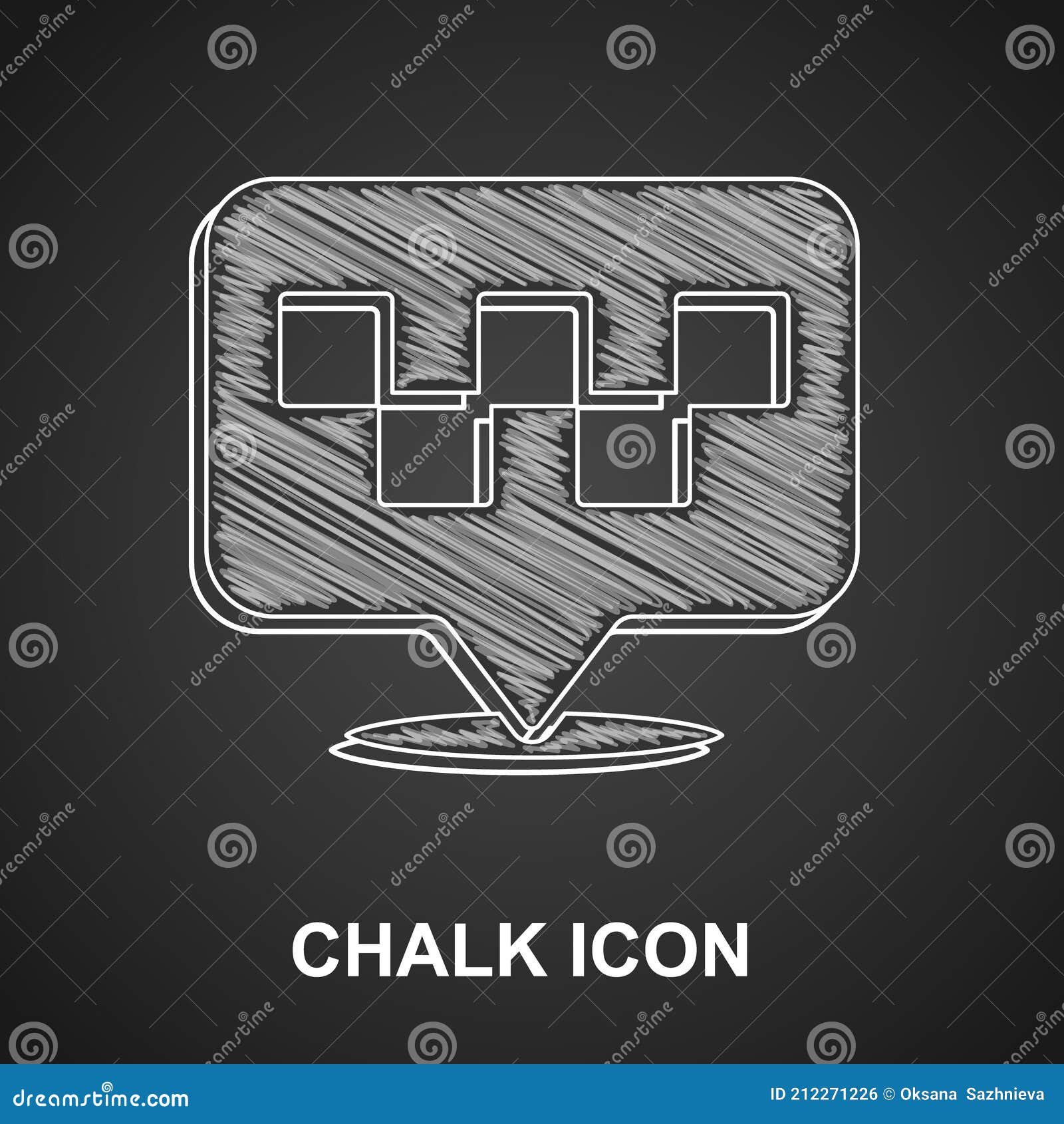 Chalk Map Pointer with Taxi Icon Isolated on Black Background. Location ...