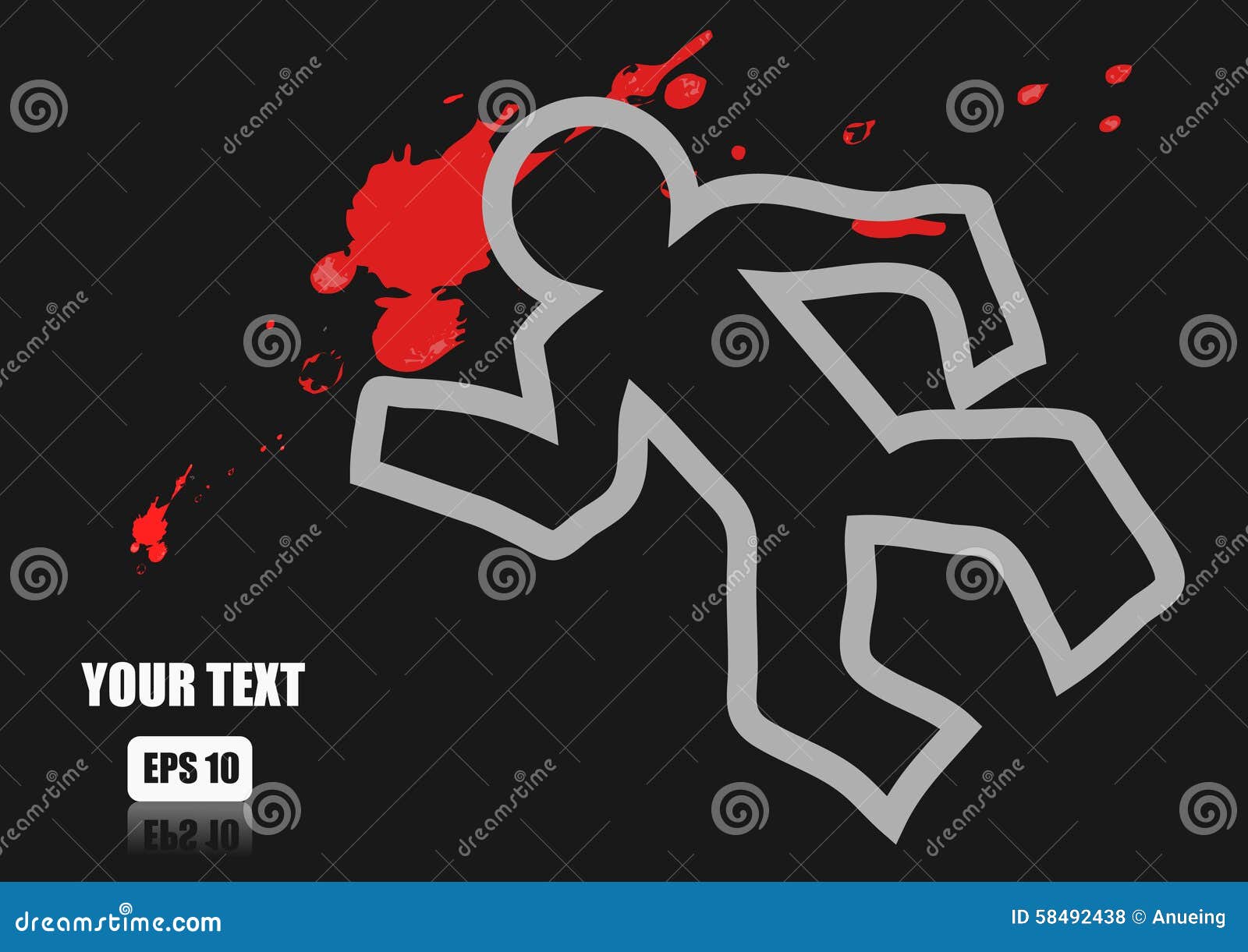 Chalk Outline of Dead Body and Blood on a Road Stock Vector ...