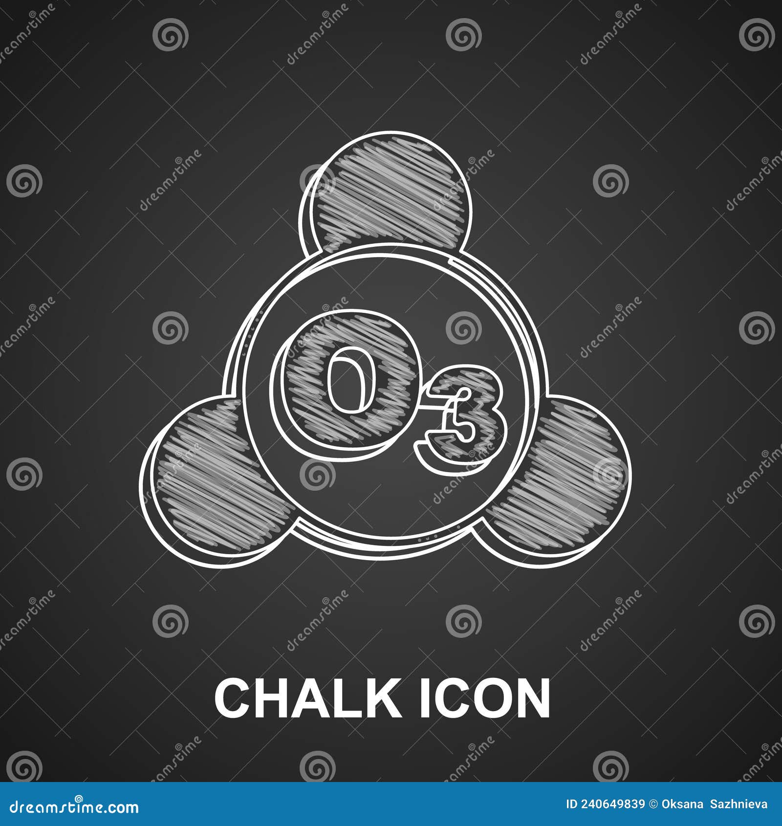Chalk Ozone Molecule Icon Isolated on Black Background. Ozone, O3 ...