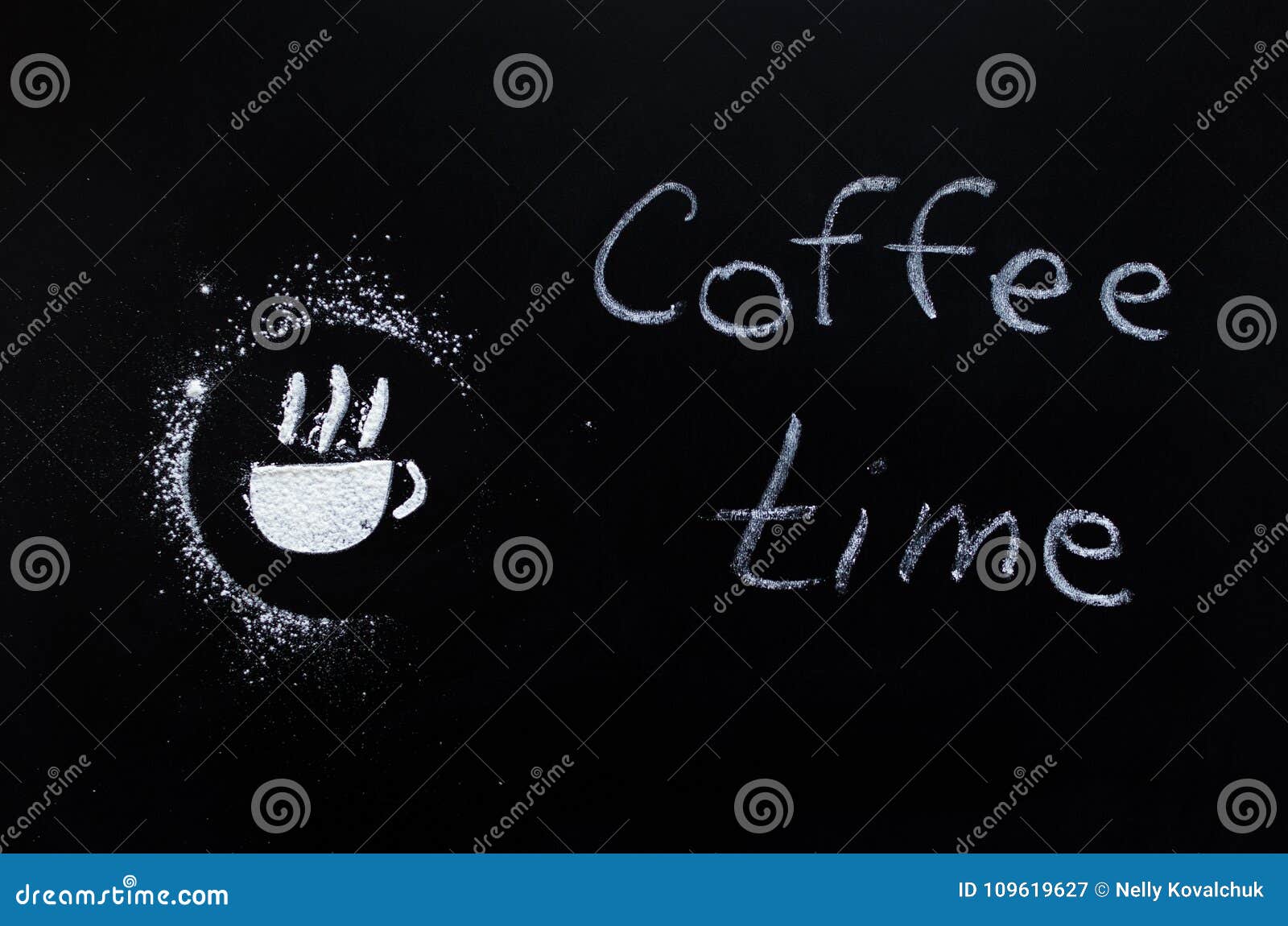 Chalk Paint of Cup of Coffee and Words - Coffee Time Stock Image ...