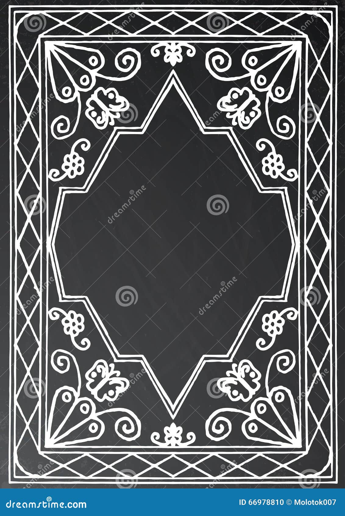 Chalk Painted Frame on Black Background. Stock Vector - Illustration of ...