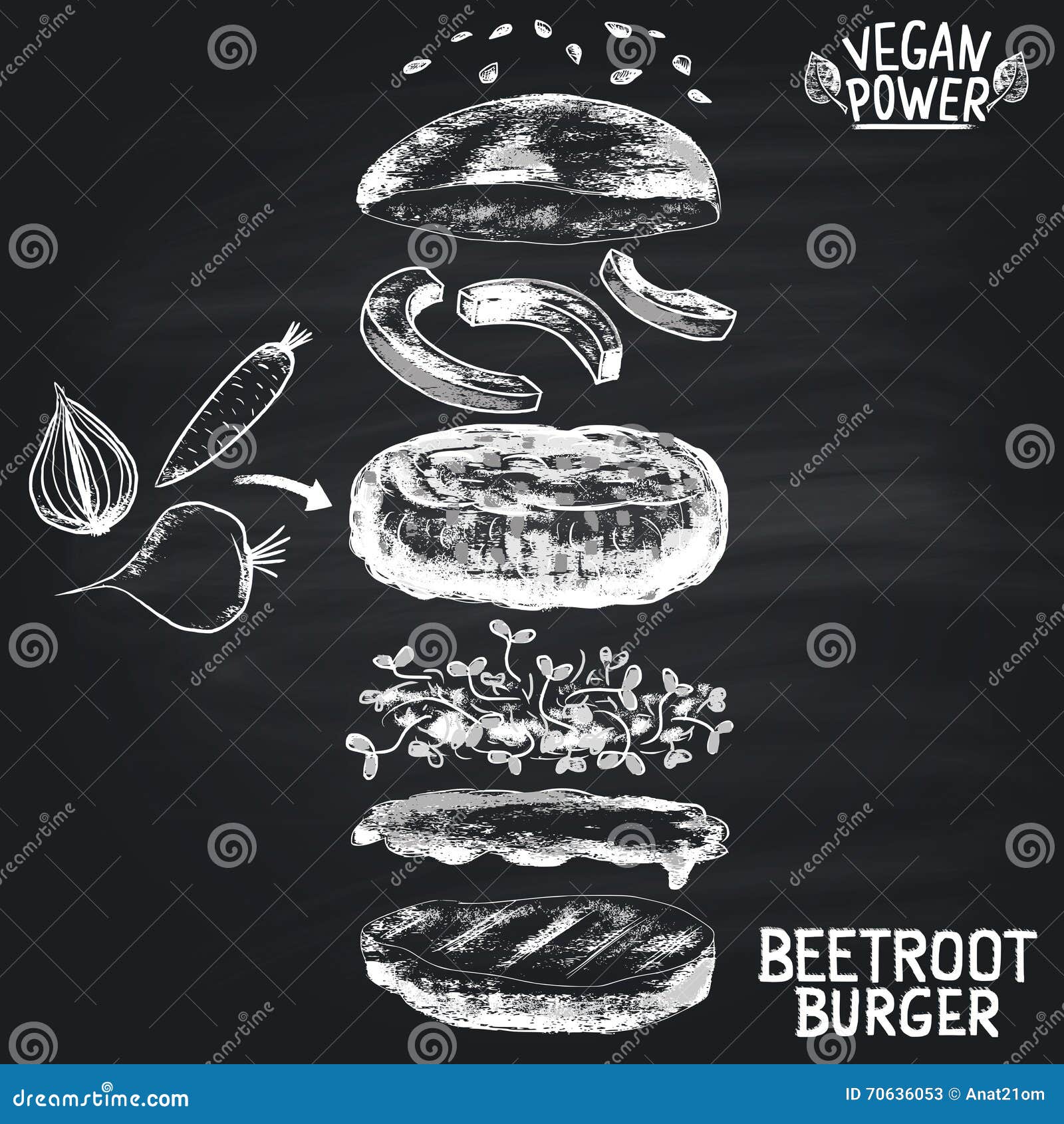 Burger Ingredients And Separate Layers Shown For Fast Food Recipe ...
