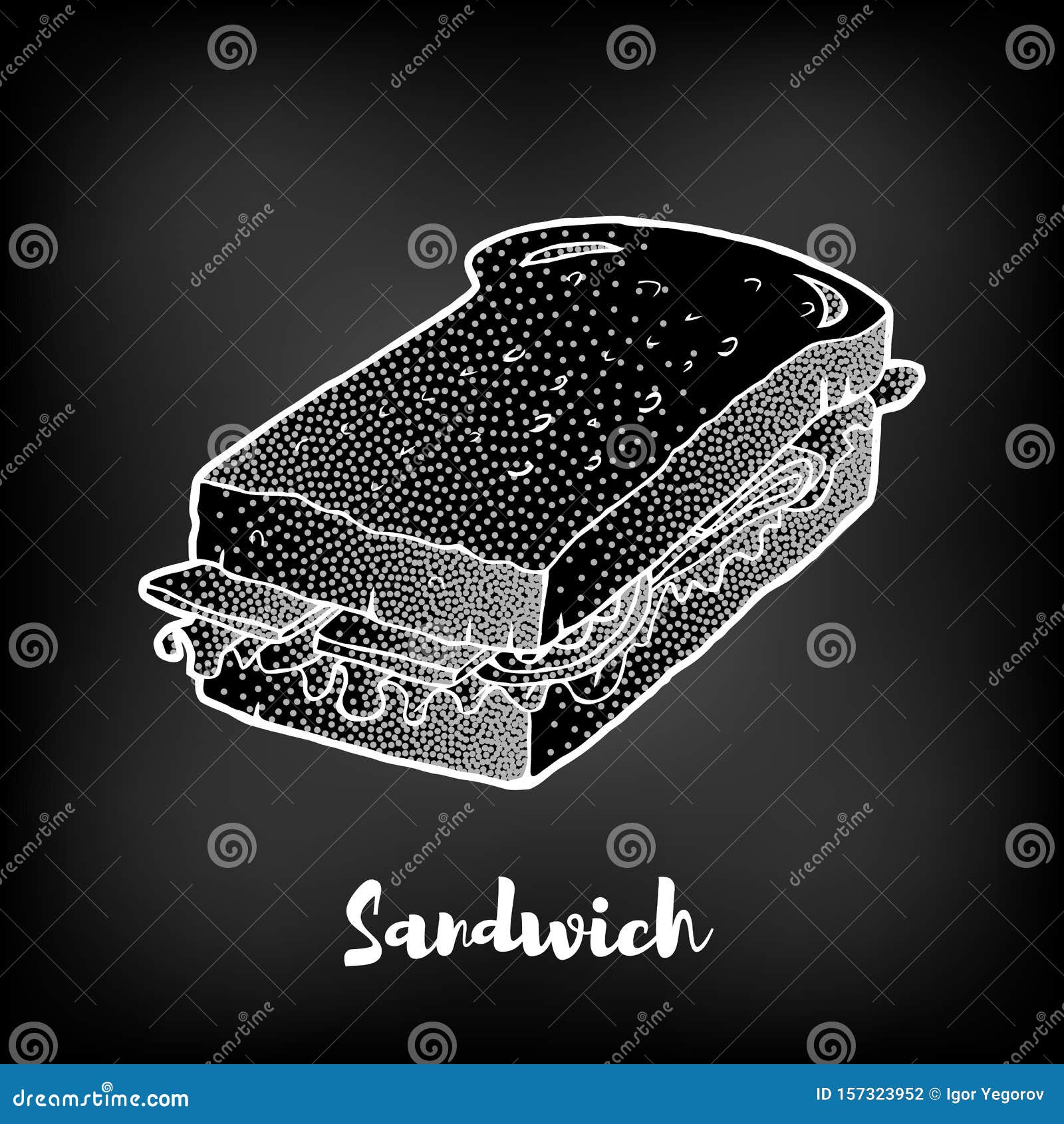 Chalk Painted Sandwich. Fast Food Menu Theme Stock Vector ...