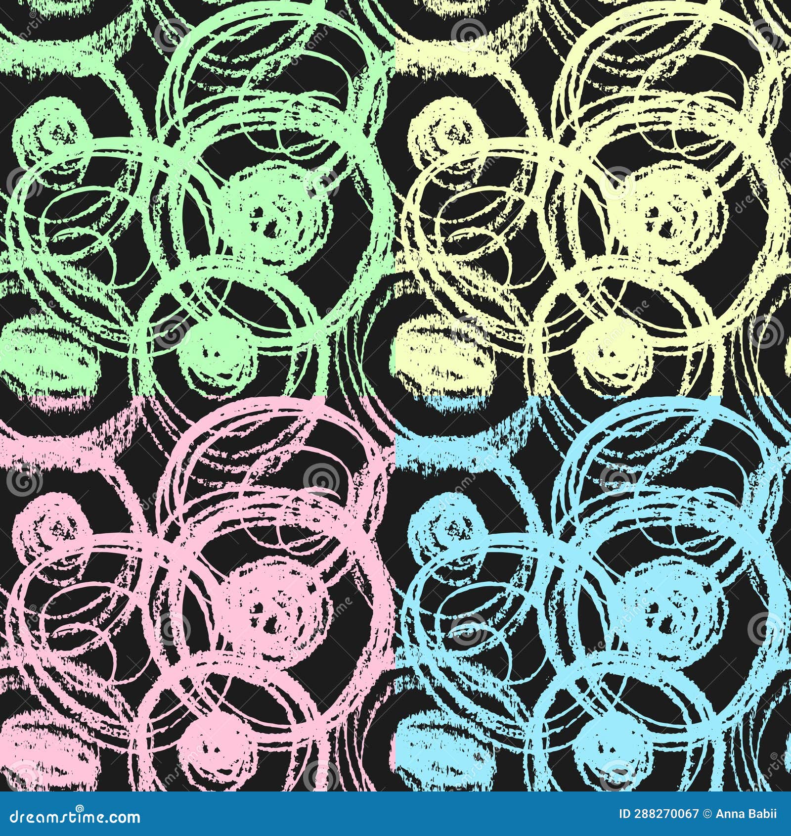 Chalk Painted Vivid Neon Circles Seamless Pattern. Stock Vector ...