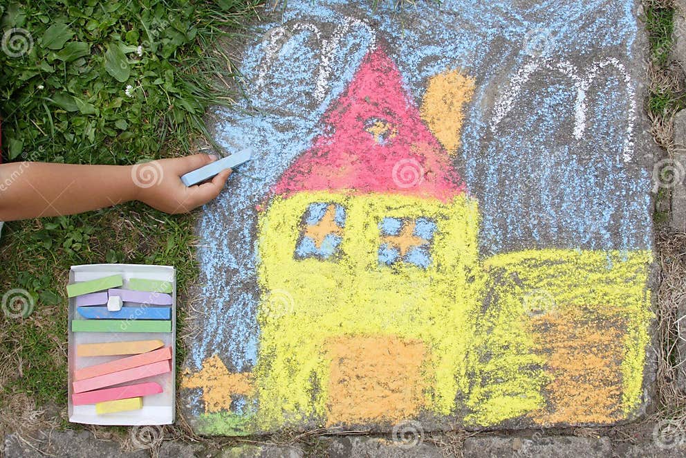 Chalk picture stock photo. Image of artistic, draw, painter - 3295990