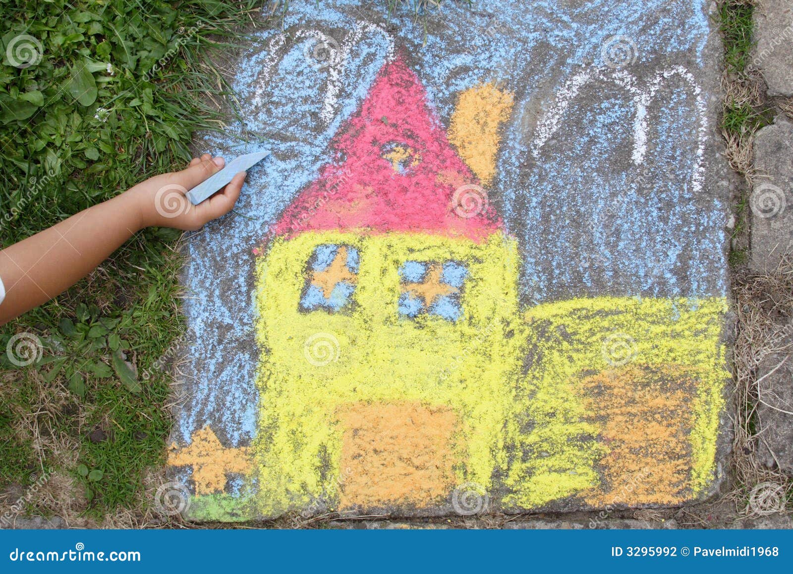 Chalk picture stock photo. Image of play, childhood, artwork - 3295992