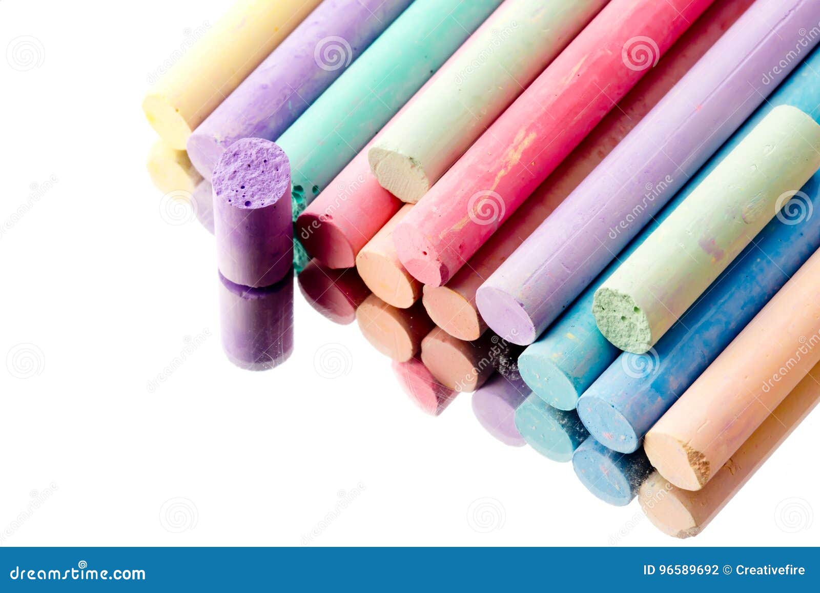Chalk Pieces - Different Colors and Lengths Reflected on Mirror Stock ...