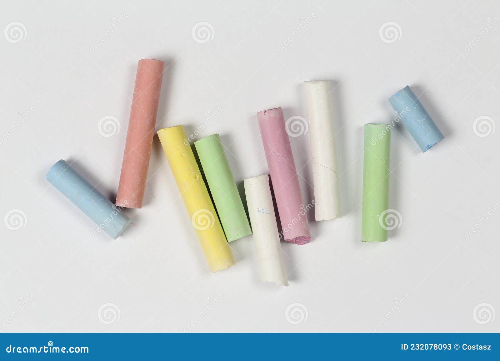 Chalk Pieces on White Paper Stock Image - Image of activity, draw ...