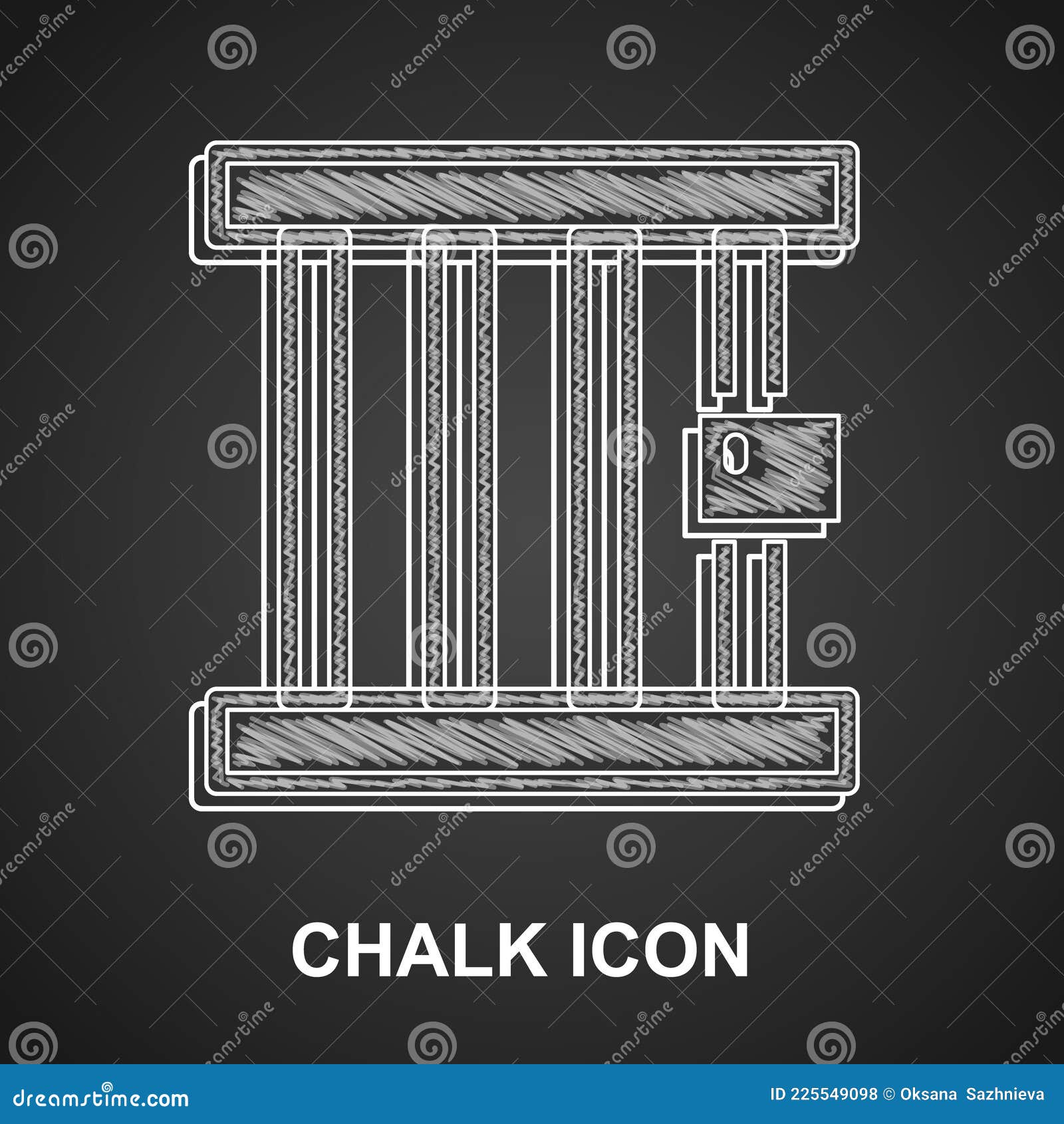 Chalk Prison Window Icon Isolated on Black Background. Vector Stock ...
