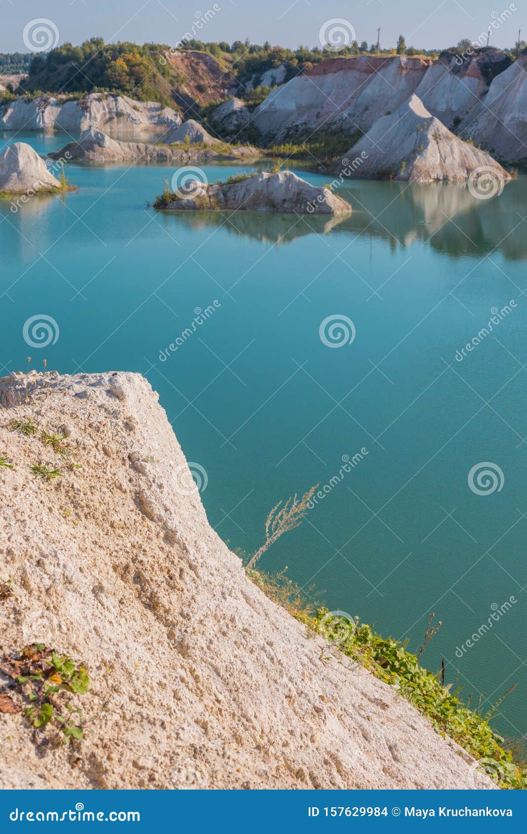 Chalk Quarry in Belarus in Summer Stock Photo - Image of hill ...
