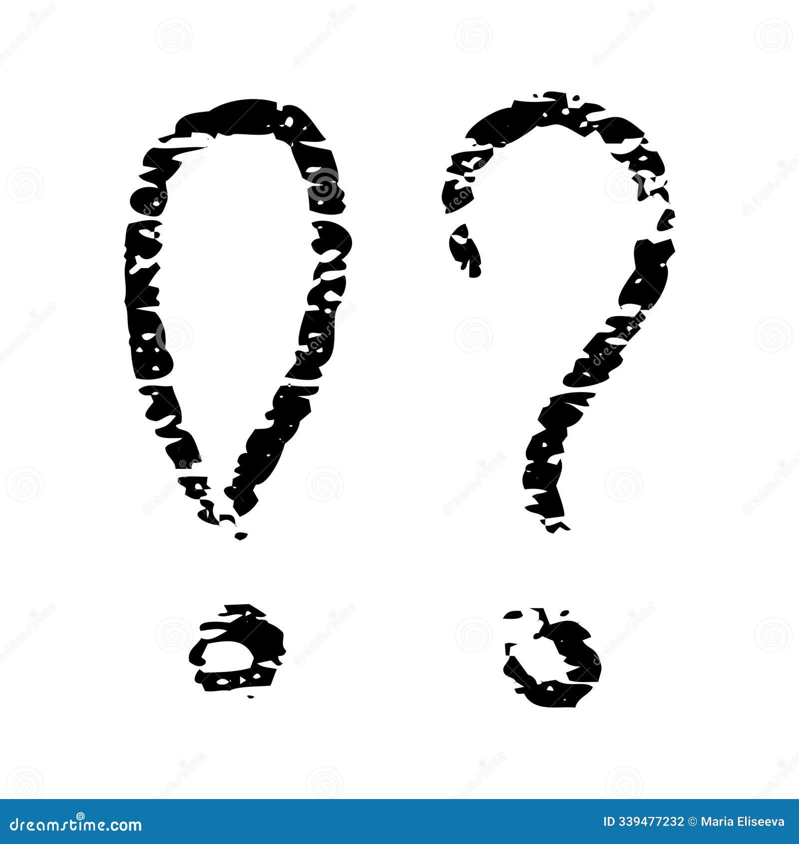 Chalk Question and Exclamation Mark. Crayon Hand Drawn Marks. Doodle ...