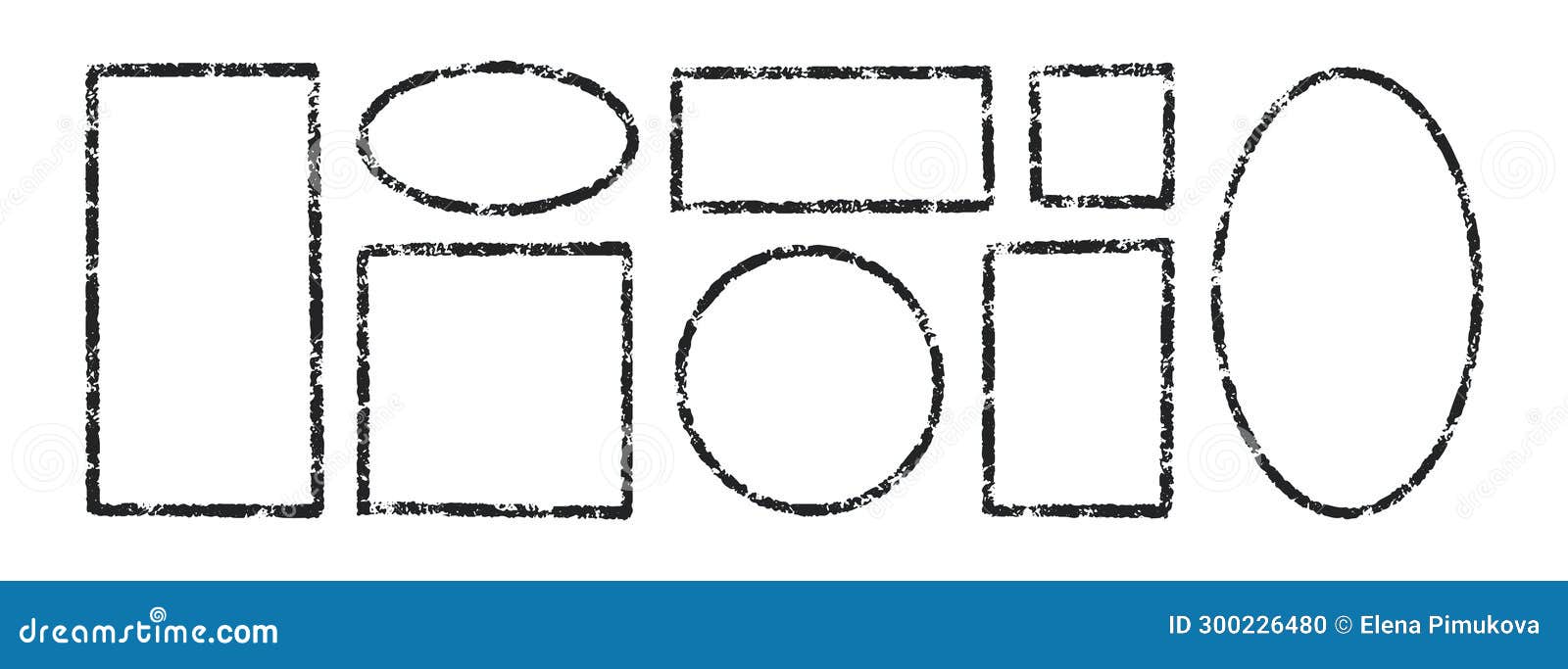 Chalk Rectangle and Oval Frames Set. Hand Drawn Pencil Square and ...