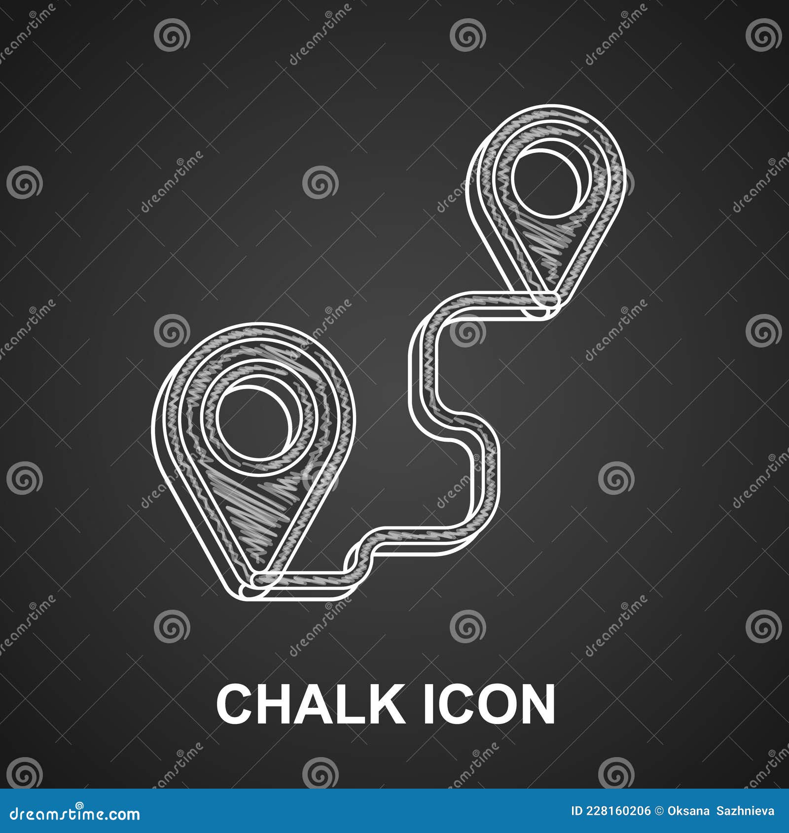 Chalk Route Location Icon Isolated on Black Background. Map Pointer ...