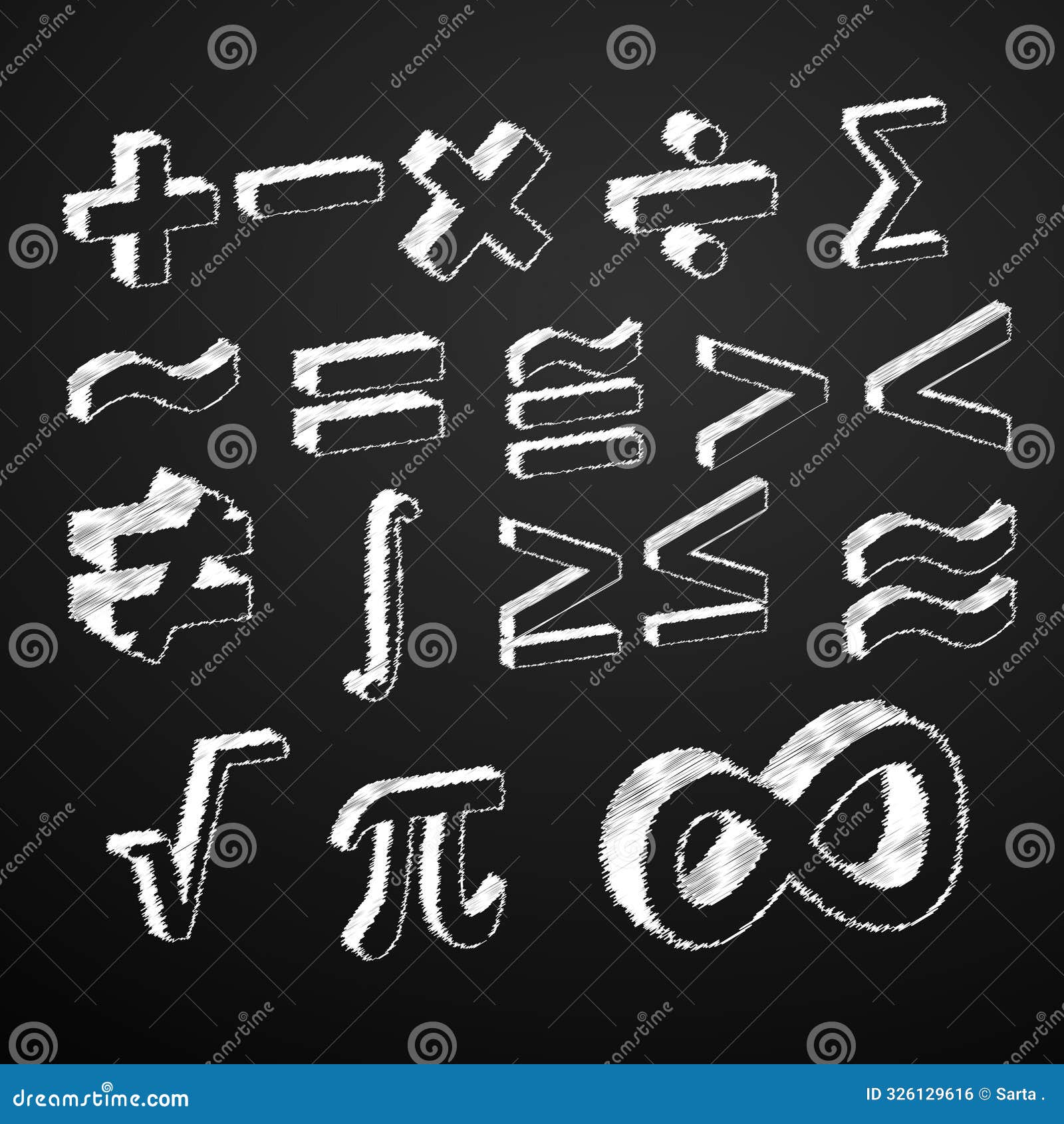 Chalk Scribble Math Symbol Set Stock Illustration - Illustration of ...