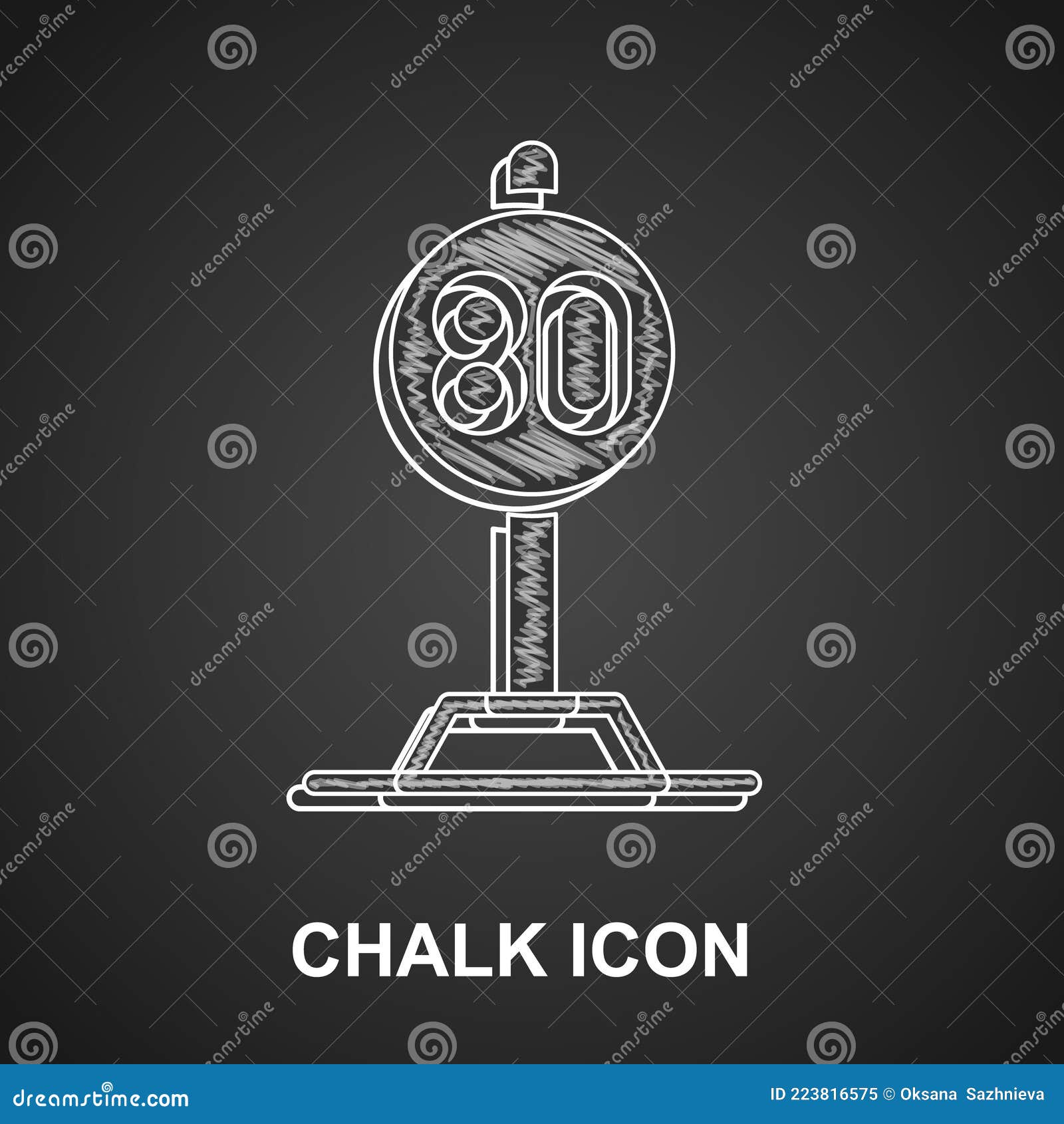Chalk Speed Limit Traffic Sign 80 Km Icon Isolated on Black Background ...