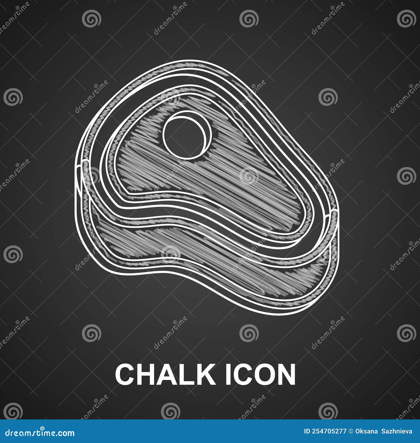 Chalk Steak Meat Icon Isolated on Black Background. Vector Stock ...