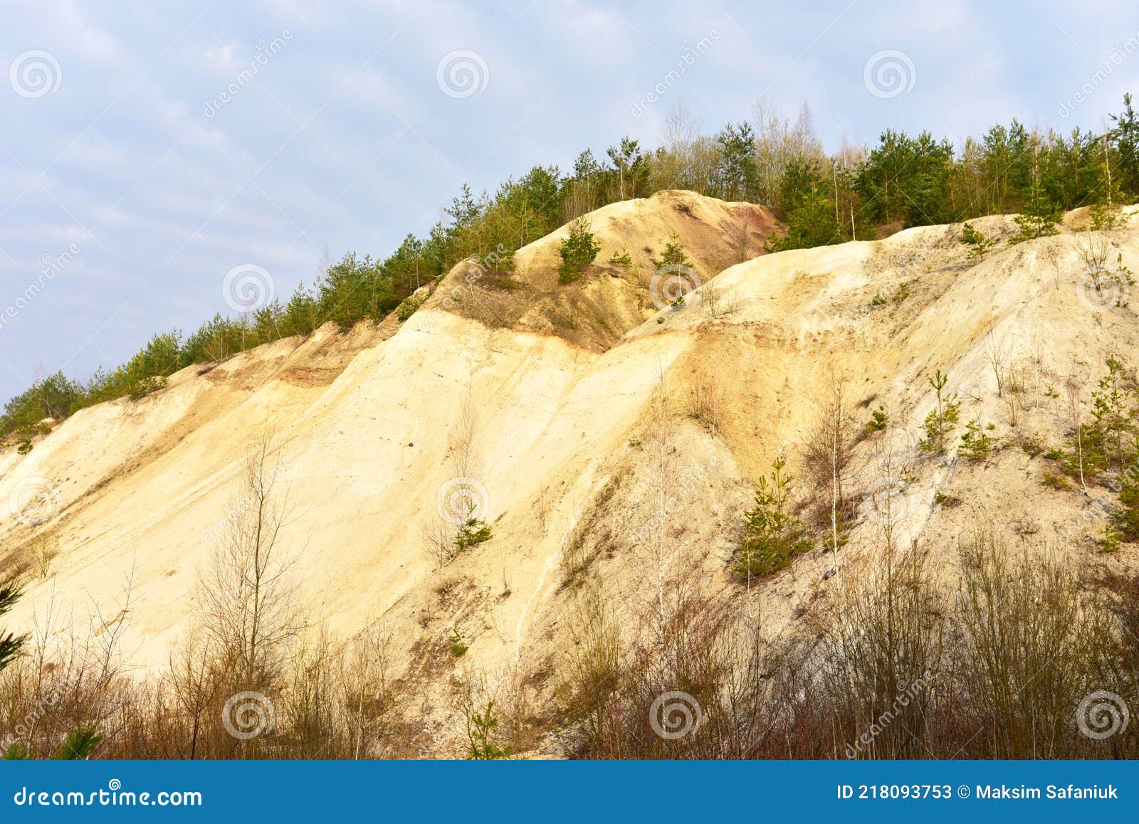 Chalk Structure on Artificial Mountain after Quarry Mining. Technogenic ...
