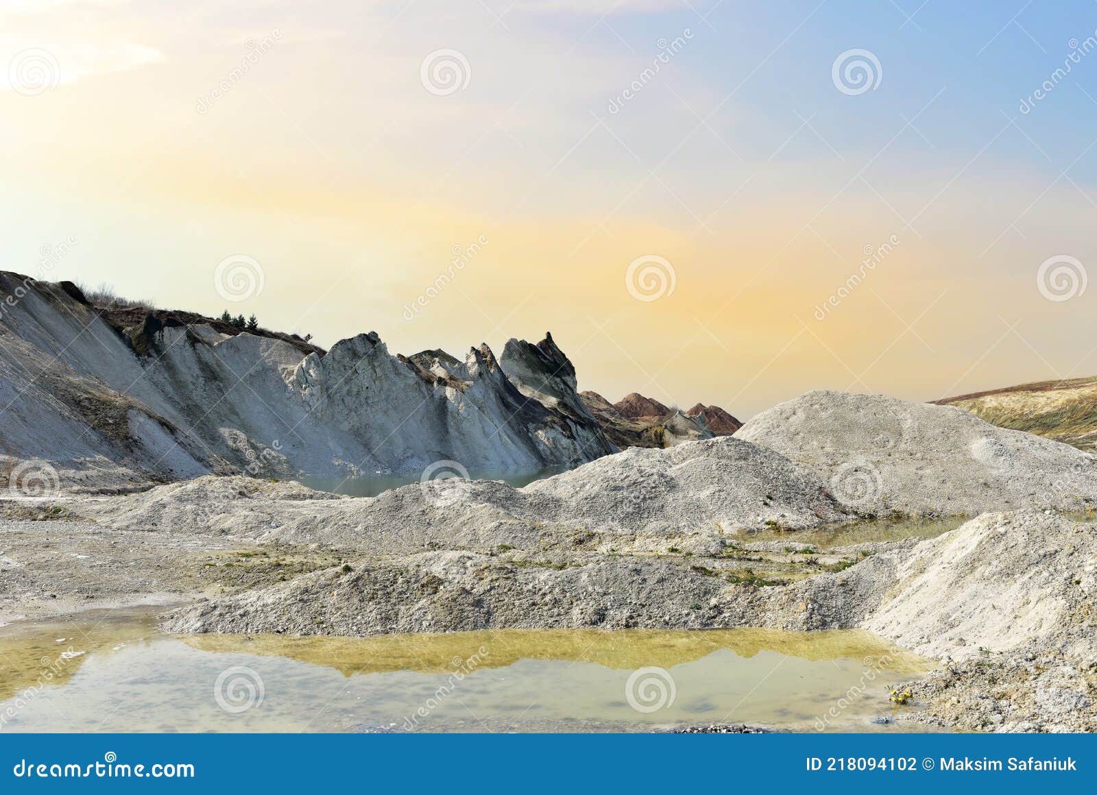 Chalk Structure on Artificial Mountain after Quarry Mining. Technogenic ...