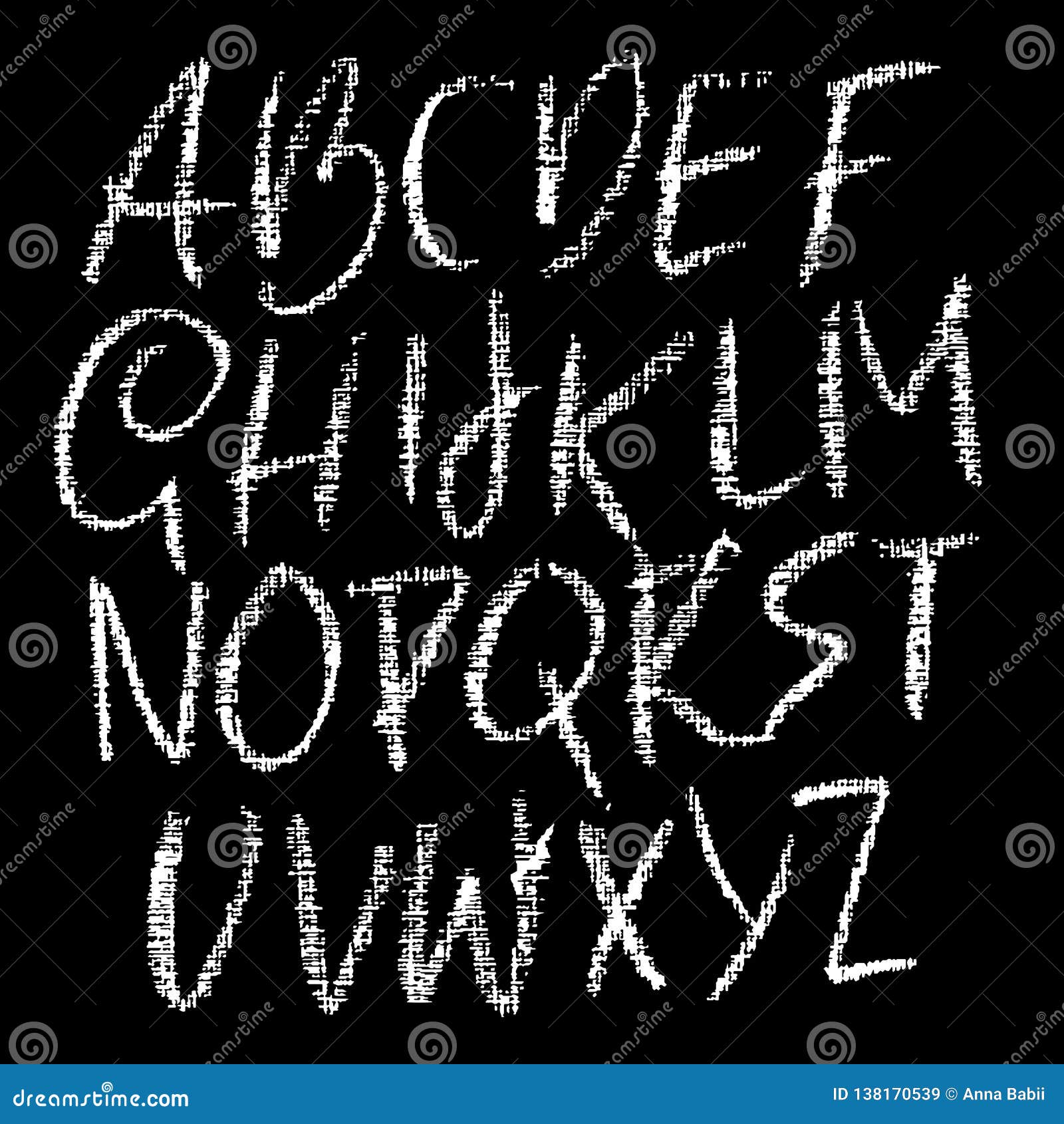 Chalk Textured Font. Grunge Script on Chalkboard. Vector Calligraphy ...