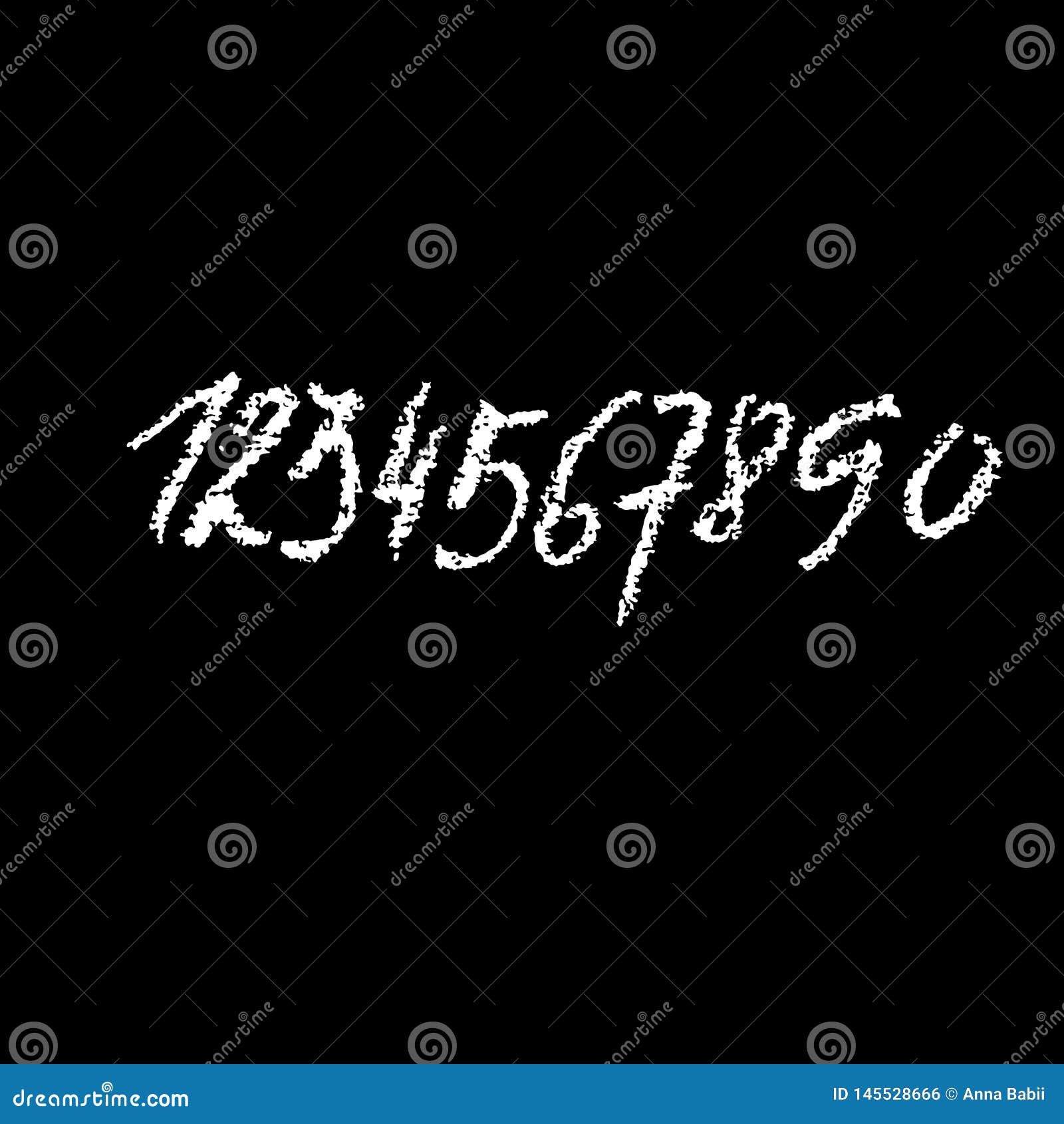 Chalk Textured Numbers. Grunge Digits on Chalkboard. Vector Calligraphy ...