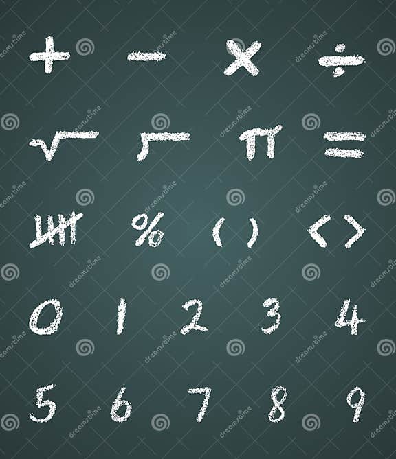 Chalk Vector Math Symbols and Numbers Stock Vector - Illustration of ...