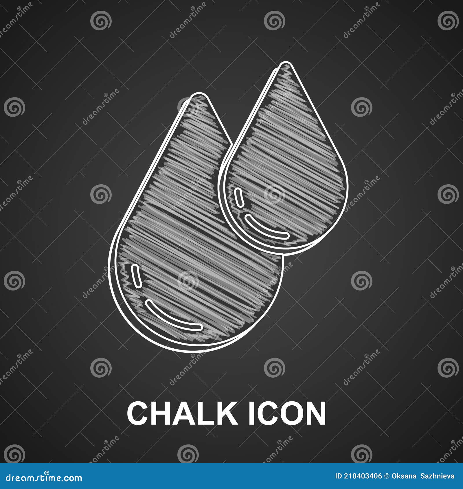 Chalk Water Drop Icon Isolated on Black Background. Vector Stock Vector ...