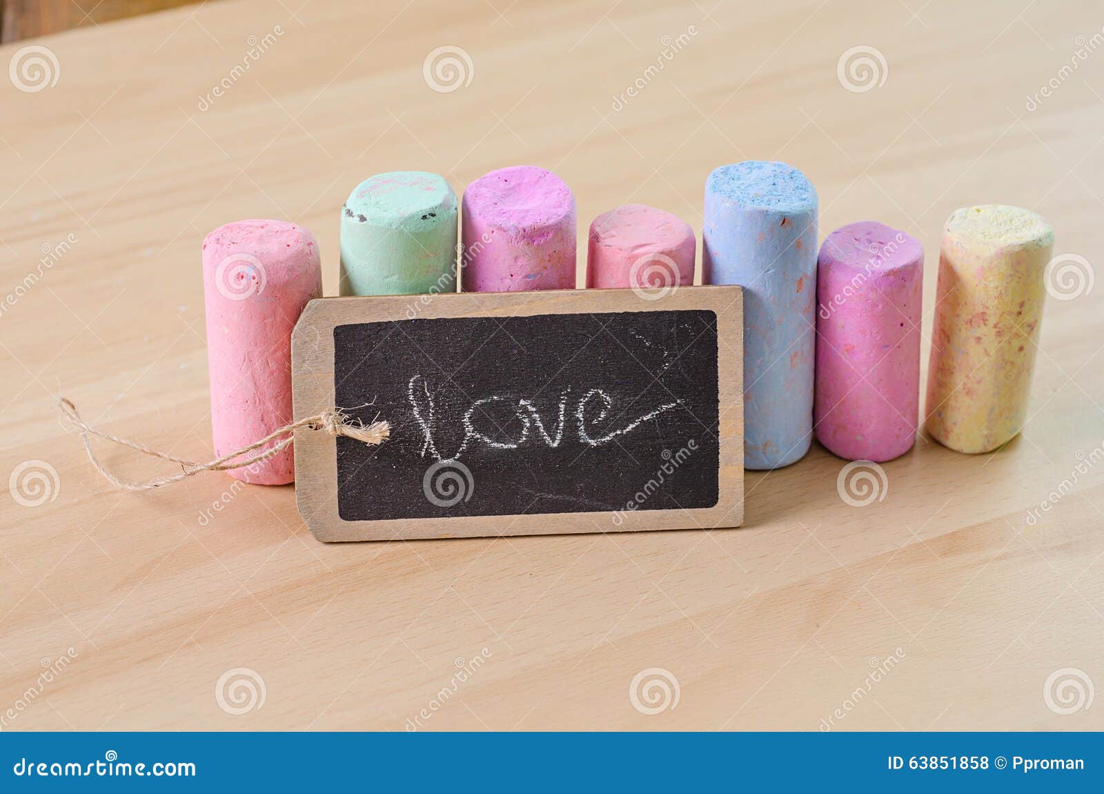 Chalk on wooden board stock photo. Image of colorful - 63851858