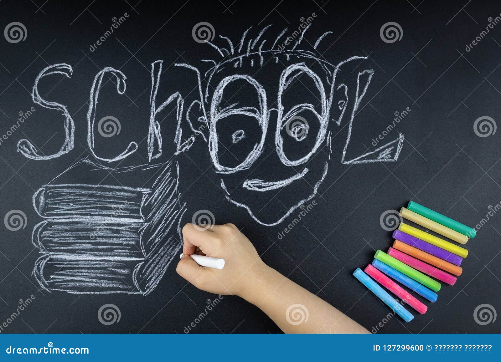 Chalk word Board school stock photo. Image of black - 127299600