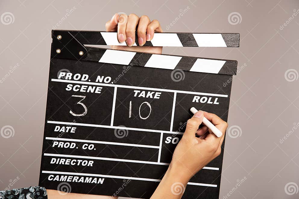 Chalk Writing on a Clapper Board Stock Image - Image of actress ...