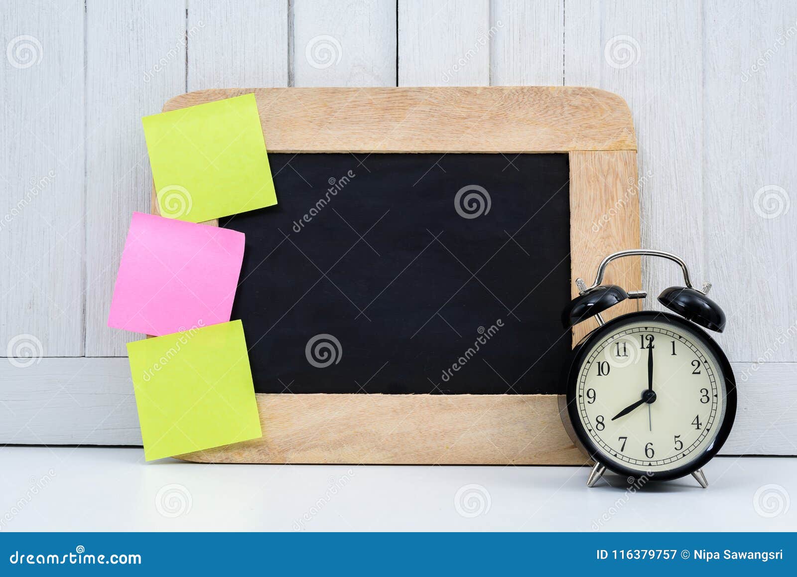 Chalkboard, Alarm Clock and Blank Sticky Note, Post Note or Post Stock ... Chalkboard, Alarm Clock and Blank Sticky Note, Post Note or Post Stock ...