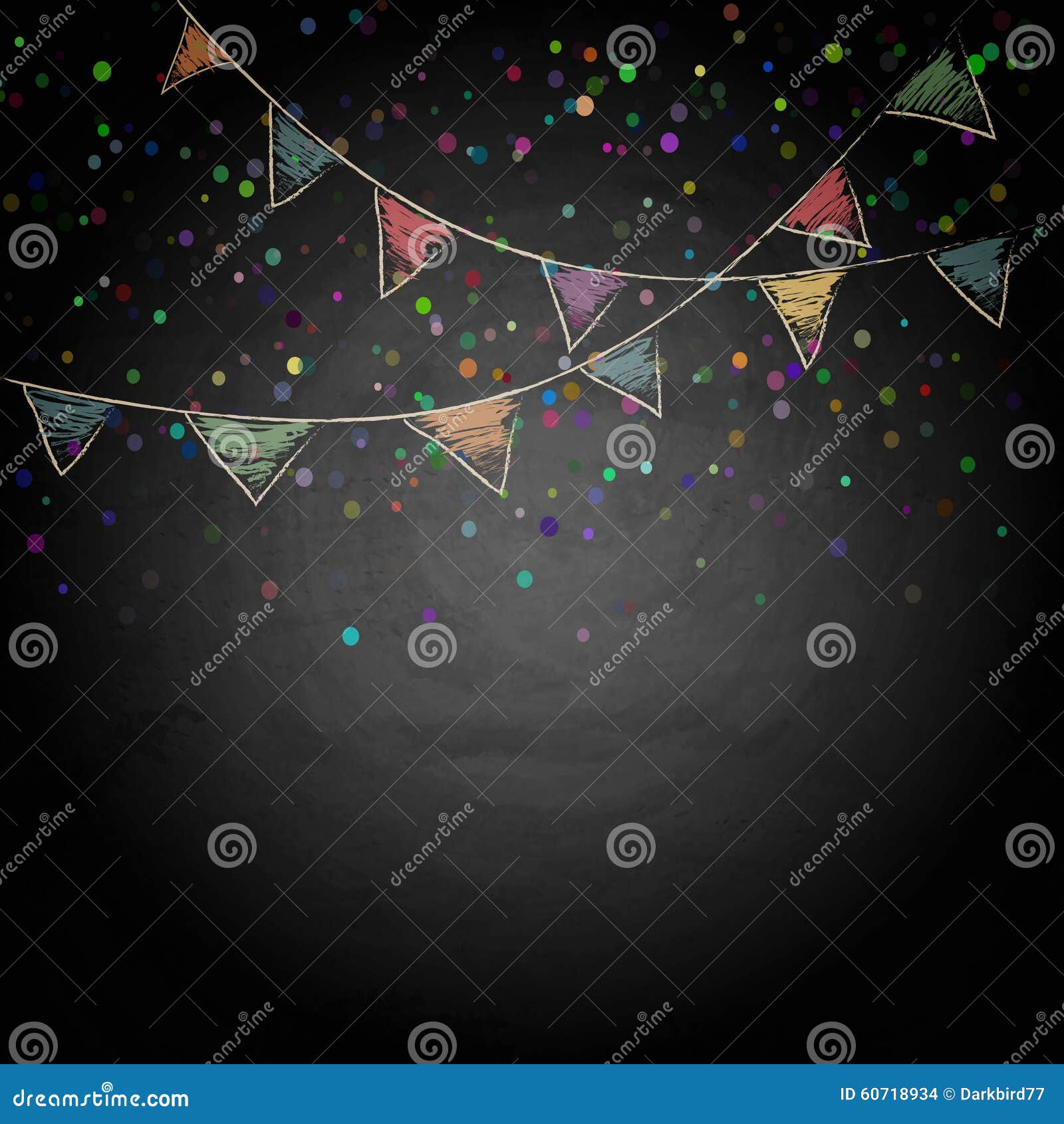 Chalkboard Background with Drawing Bunting Flags Stock Illustration ...