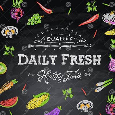 Chalkboard Background daily Fresh Food Stock Vector - Illustration of ...