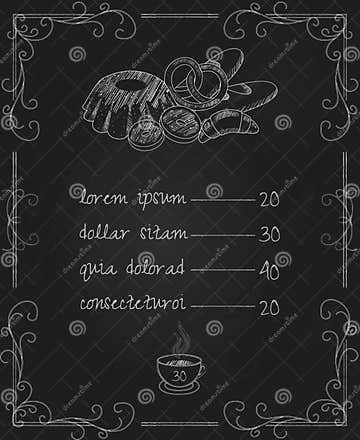Chalkboard bakery menu stock vector. Illustration of drawn - 45547182