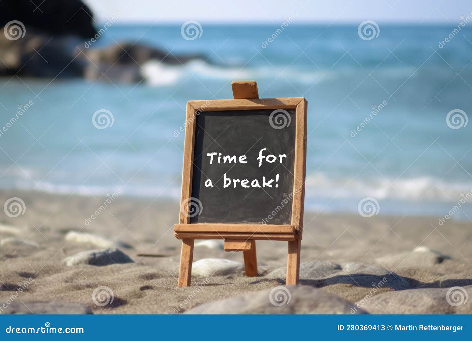 Chalkboard on the Beach with Text "Time for a Break" on it - Generative ...