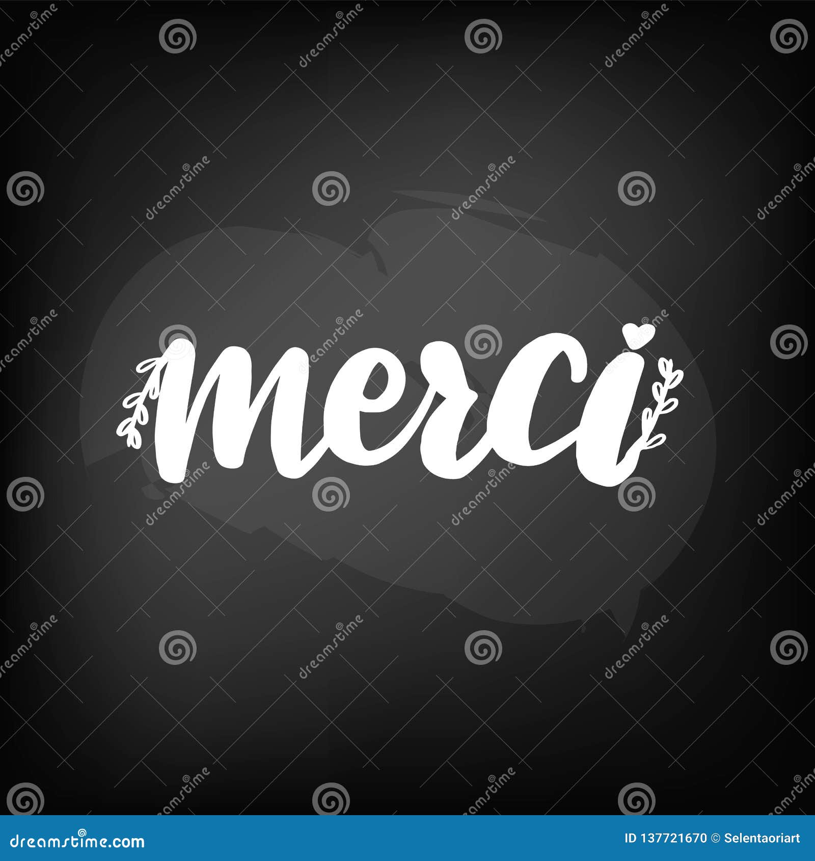 Chalkboard Blackboard Lettering Merci. Handwritten Stock Vector ...